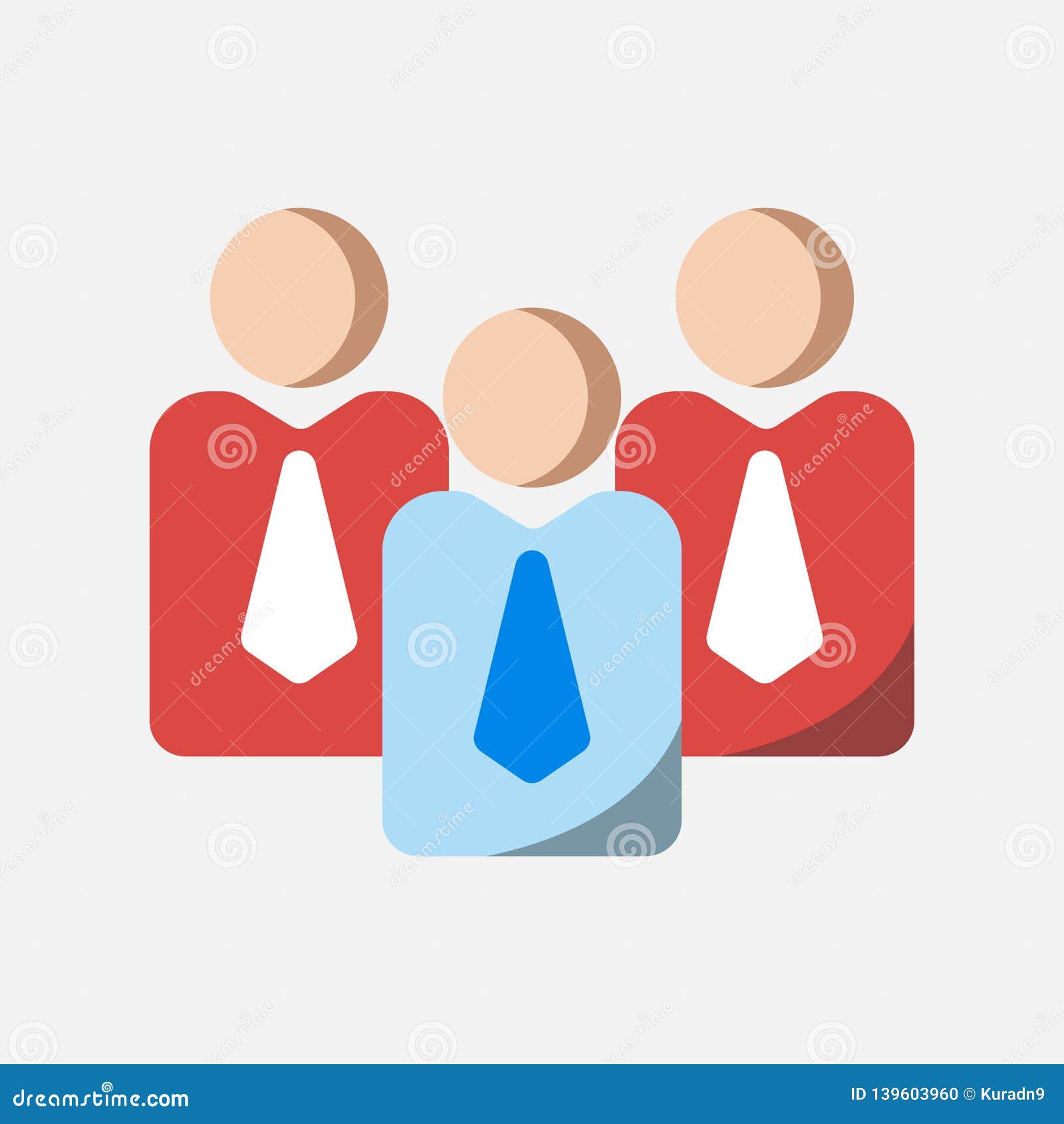 Business Icon, Teamwork and Leadership Icon in Flat Design Stock Vector ...