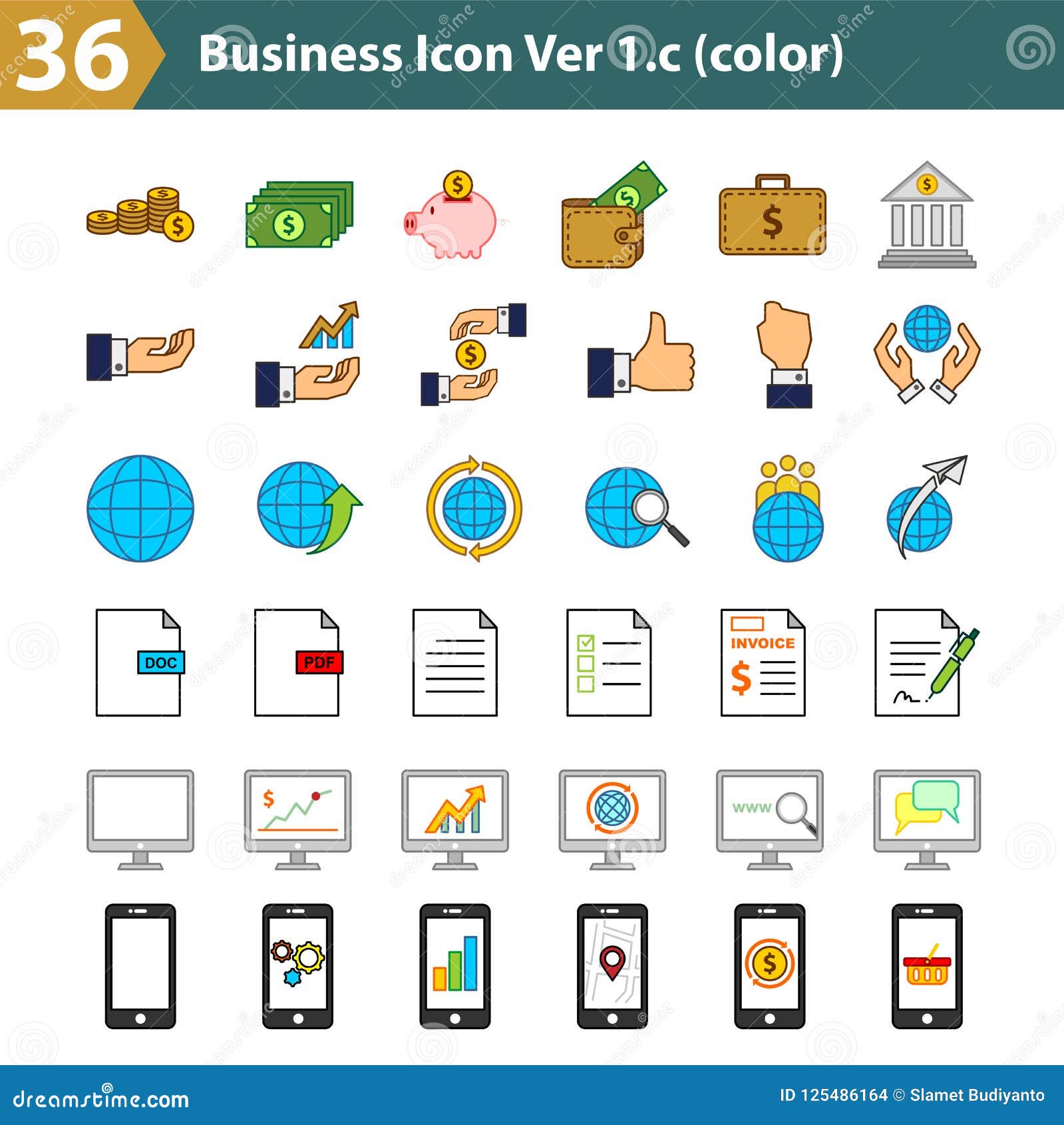 Business Icon Vector Color Version Stock Vector - Illustration of piggy ...