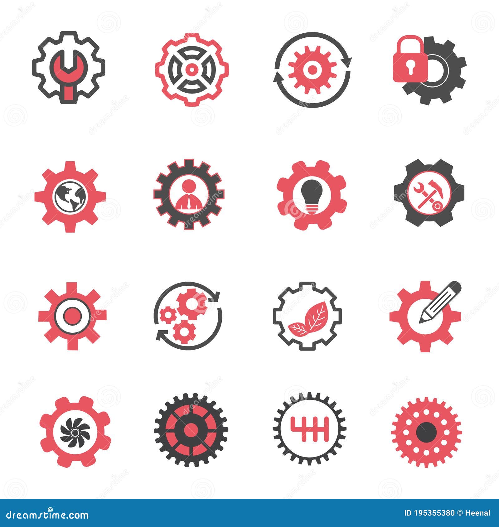 Vector Illustration Business Engine Gear Settings Icons Set Stock ...