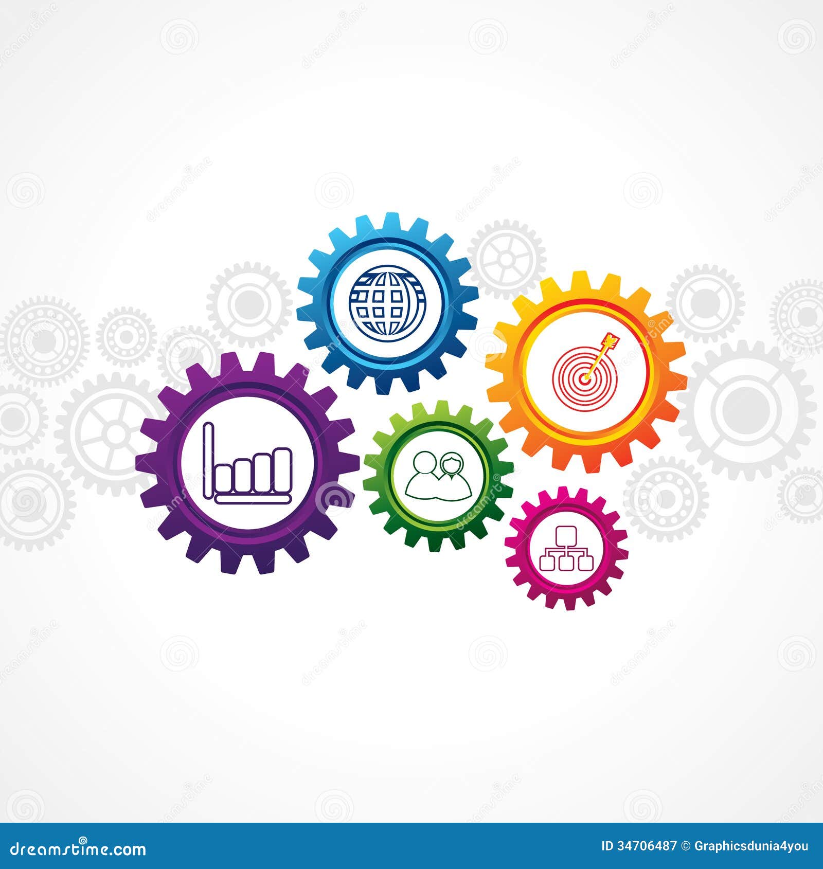 Business Icons in Cog Wheel Stock Vector - Illustration of business ...