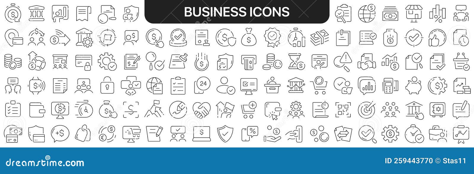 Business Icons Collection in Black. Icons Big Set for Design Stock ...