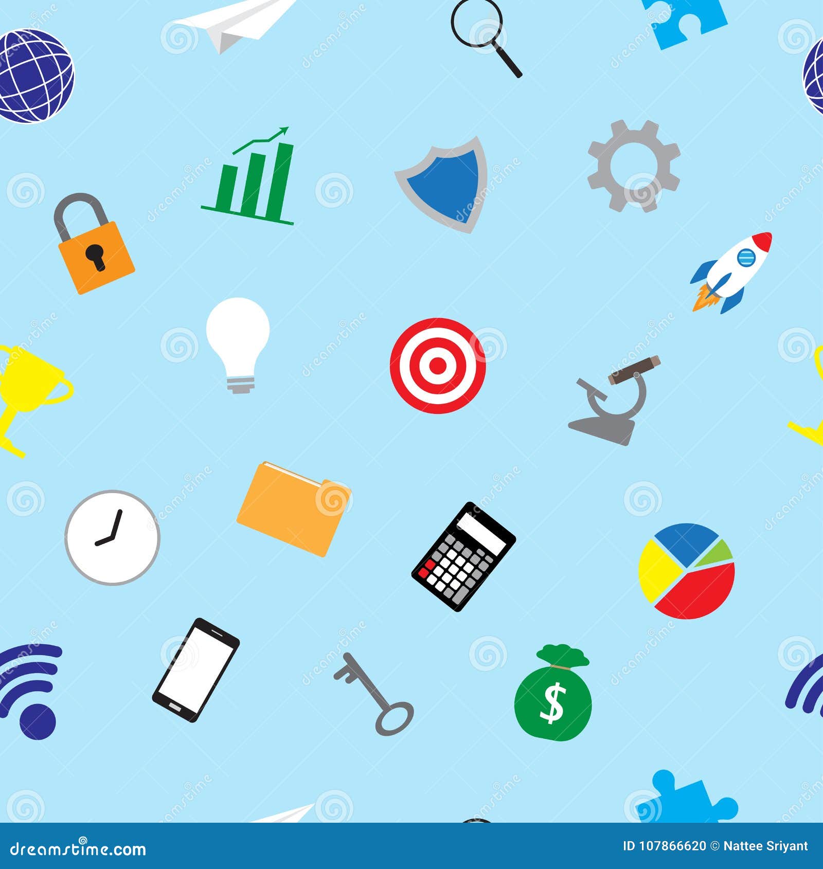 Business Icons Colorful Seamless Pattern Stock Illustration ...