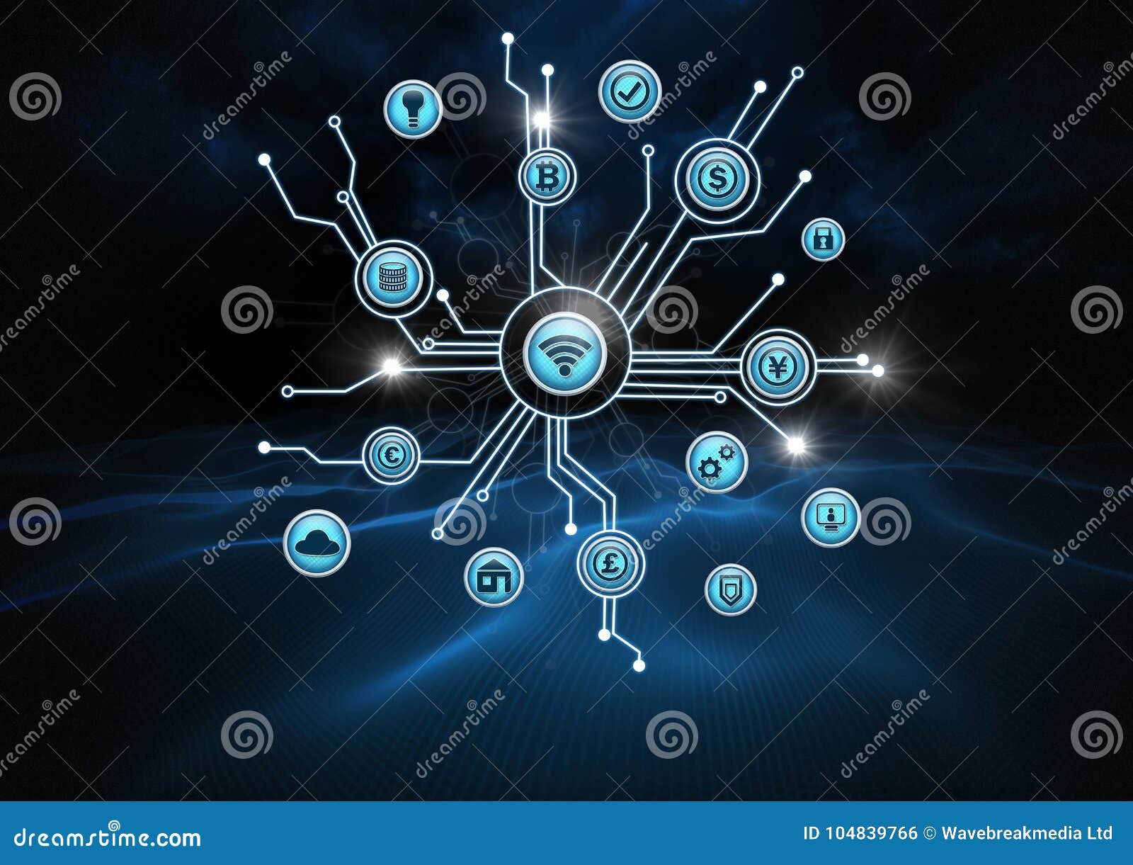 Business icons connected stock illustration. Illustration of full ...