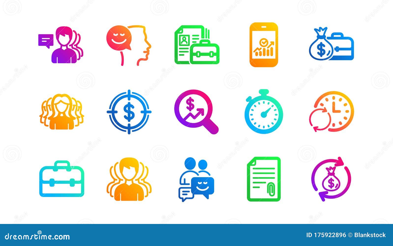 Business Icons. Group of People, Portfolio and Teamwork. Classic Icon ...