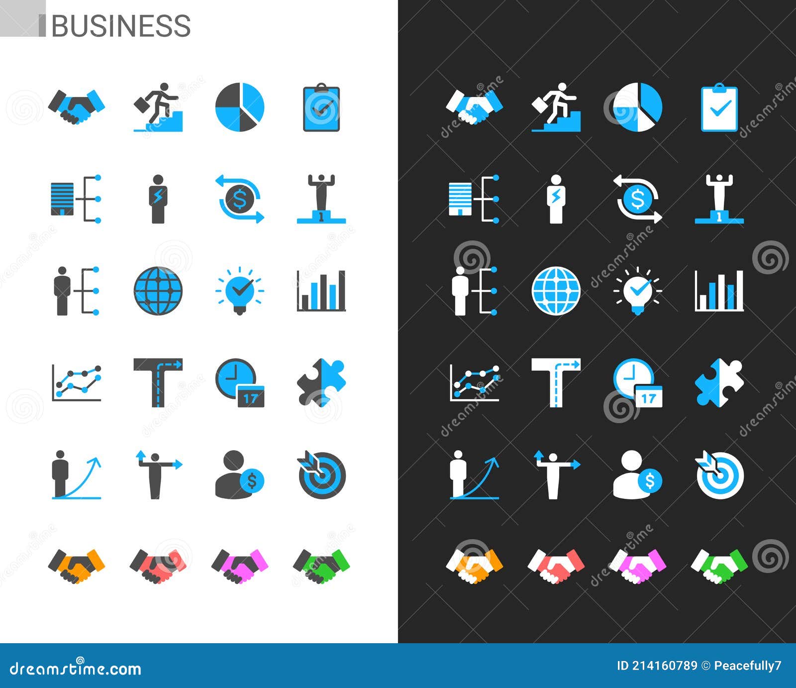 Business Icons Light and Dark Theme Stock Vector - Illustration of ...