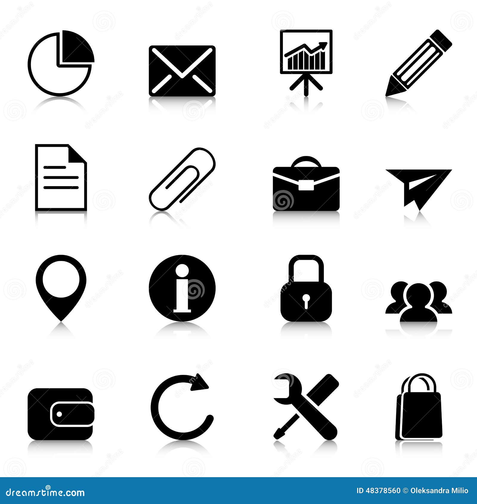 Business Icons with Reflection Stock Vector - Illustration of email ...