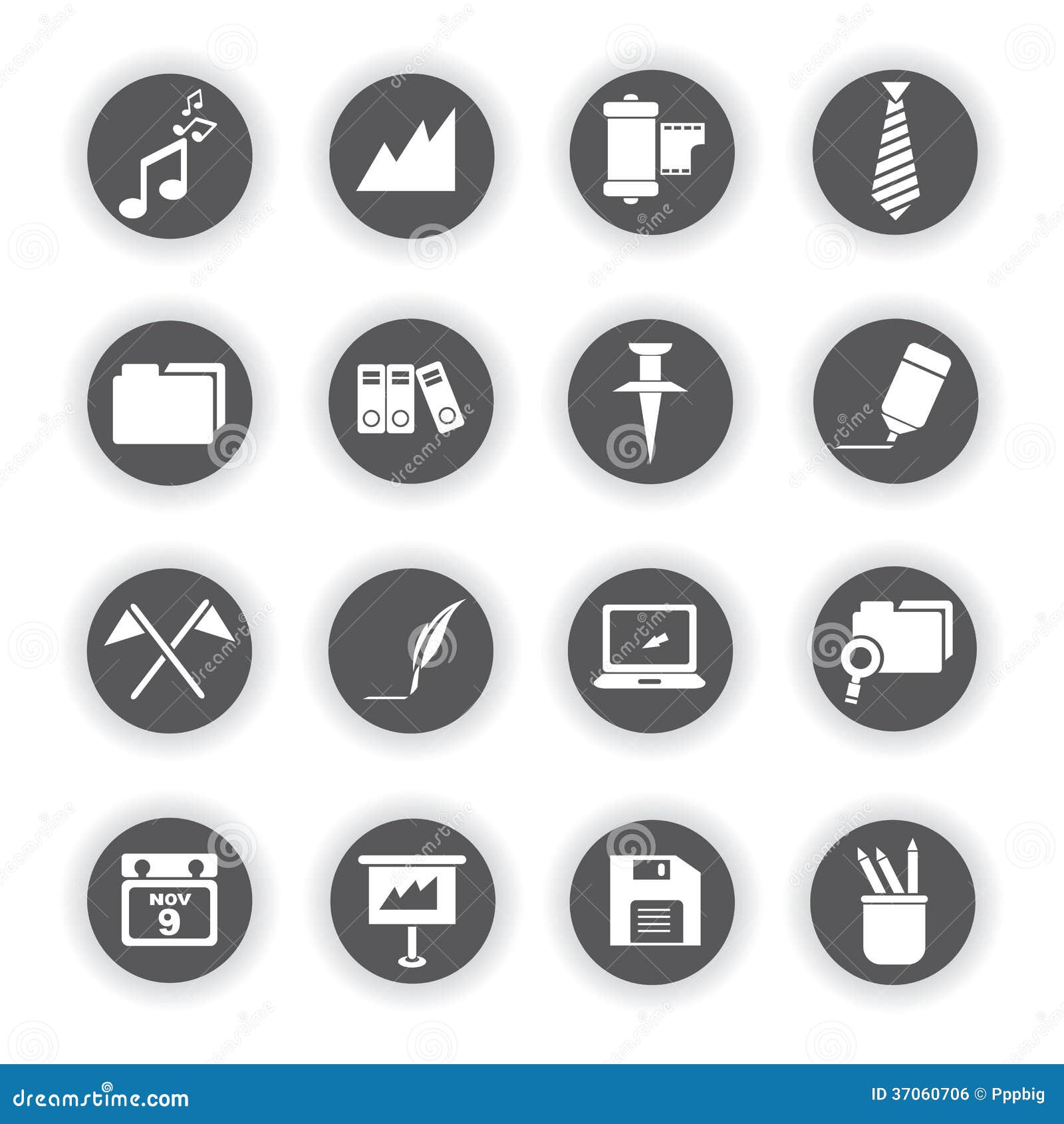 Business Icons, Round Buttons Stock Illustration - Illustration of ...