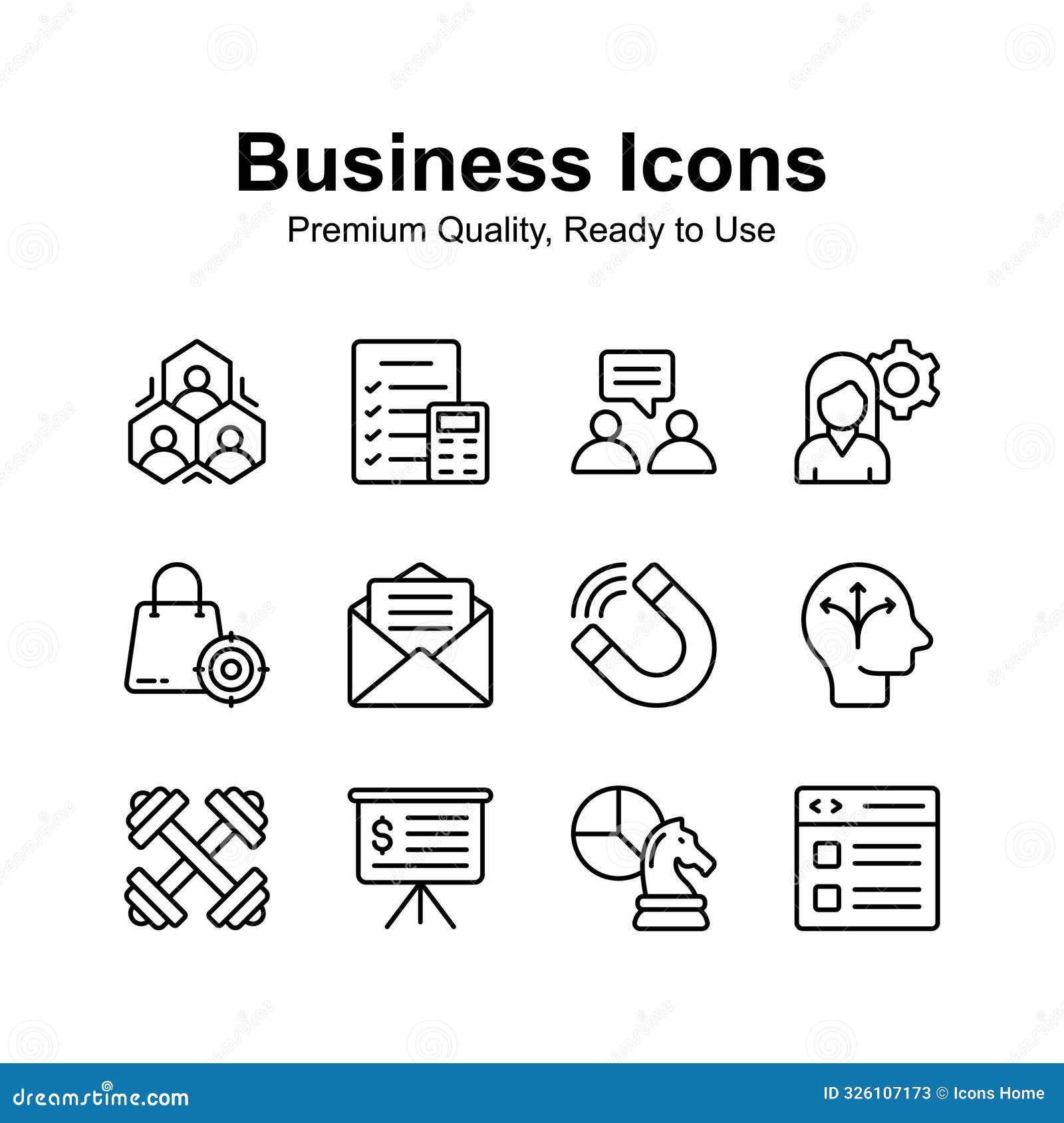 Business Icons Set Isolated on White Background Stock Vector ...