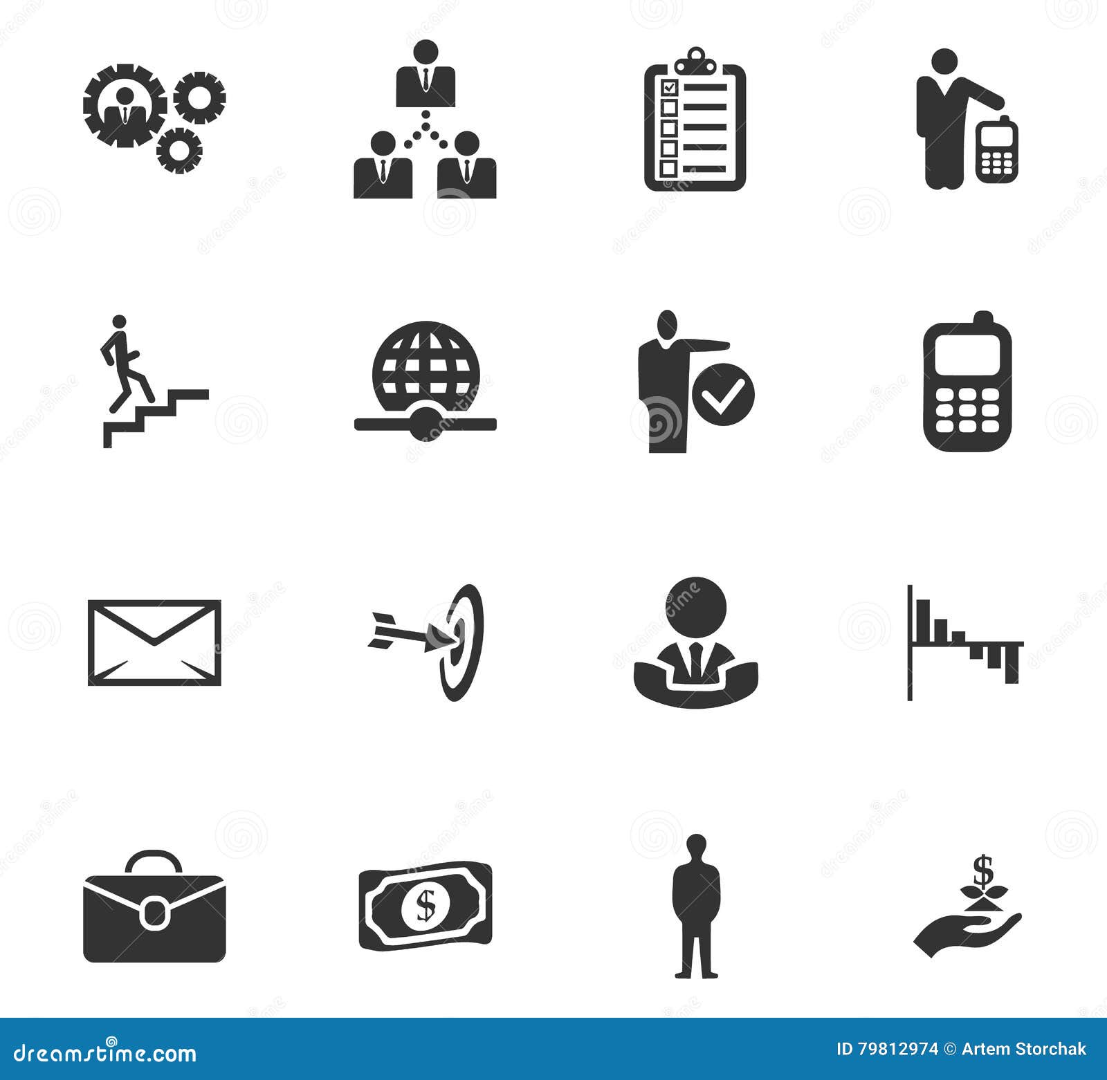Business icons set stock vector. Illustration of book - 79812974