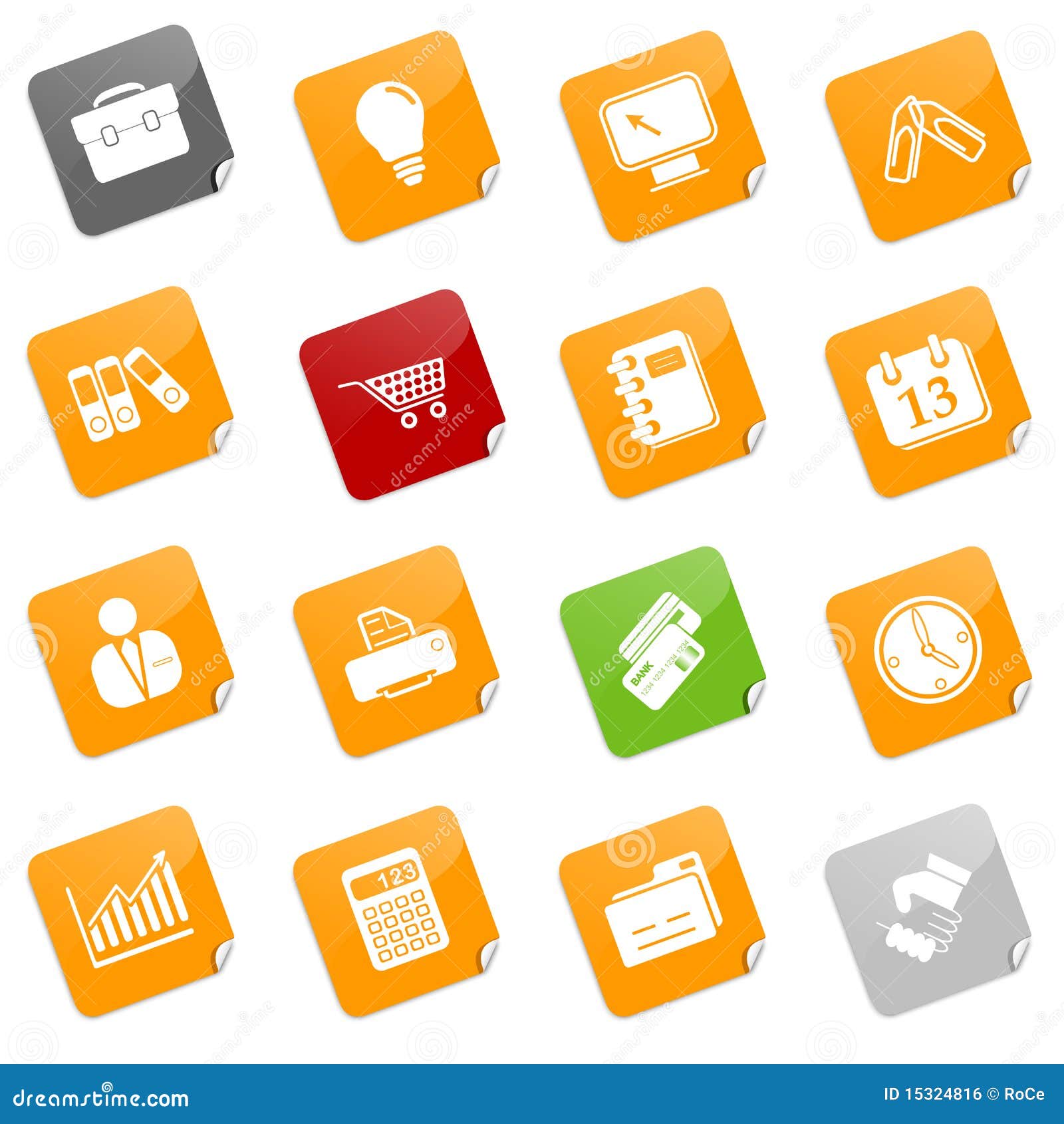 Business Icons - Sticky Series Stock Vector - Illustration of computer ...