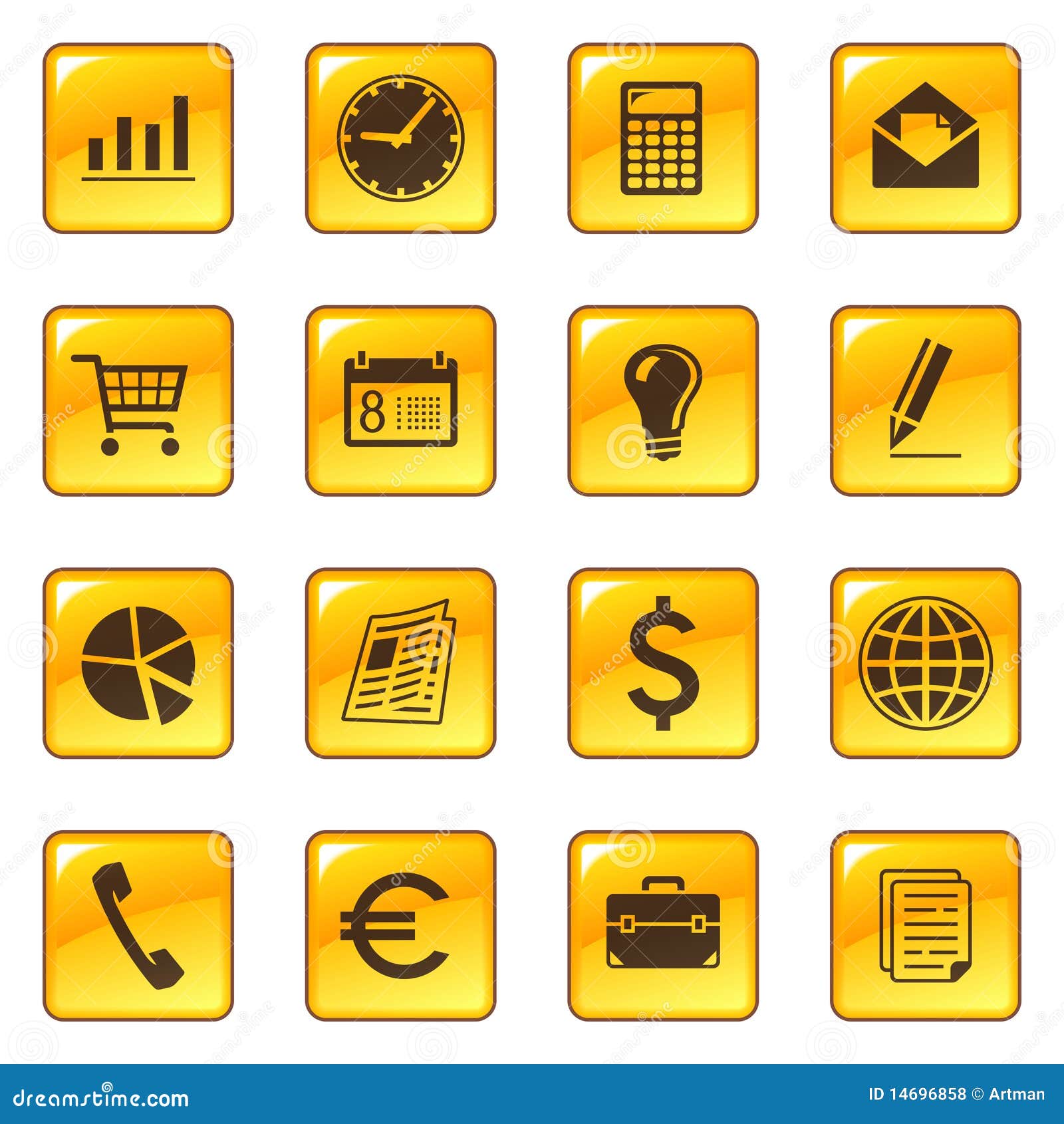 Business Icons on Web Buttons Stock Vector - Illustration of calculator ...