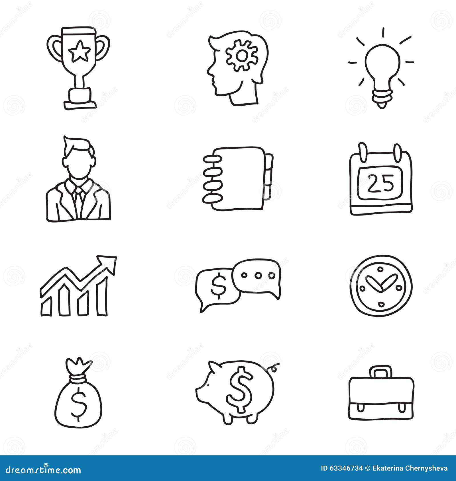 Business Icons on a White Background. Stock Vector - Illustration of ...