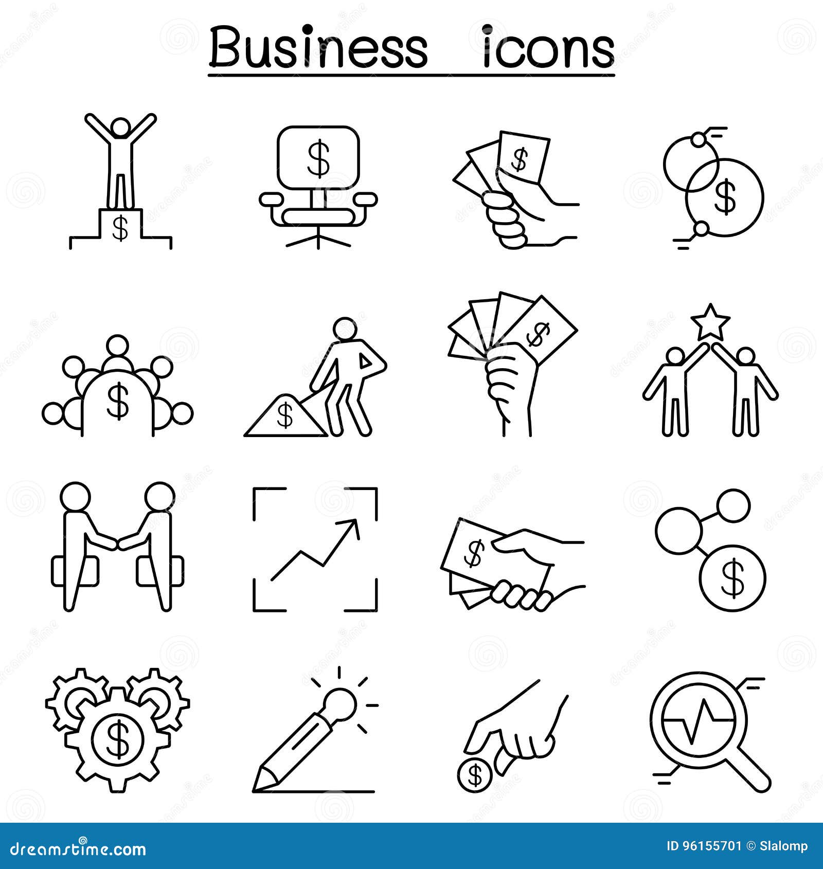 Business Idea Icon Set in Thin Line Style Stock Vector - Illustration ...