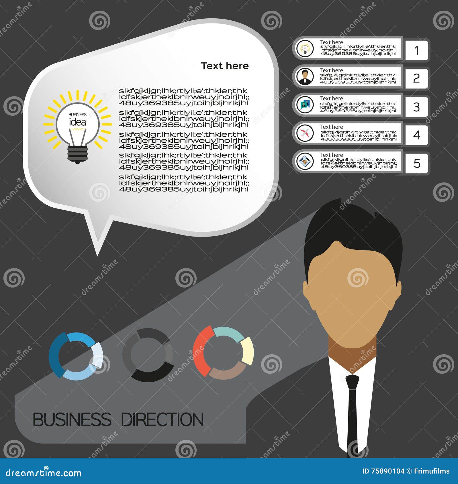 Business Idea Infographic with Icons, Persons and Charts, Flat Design ...