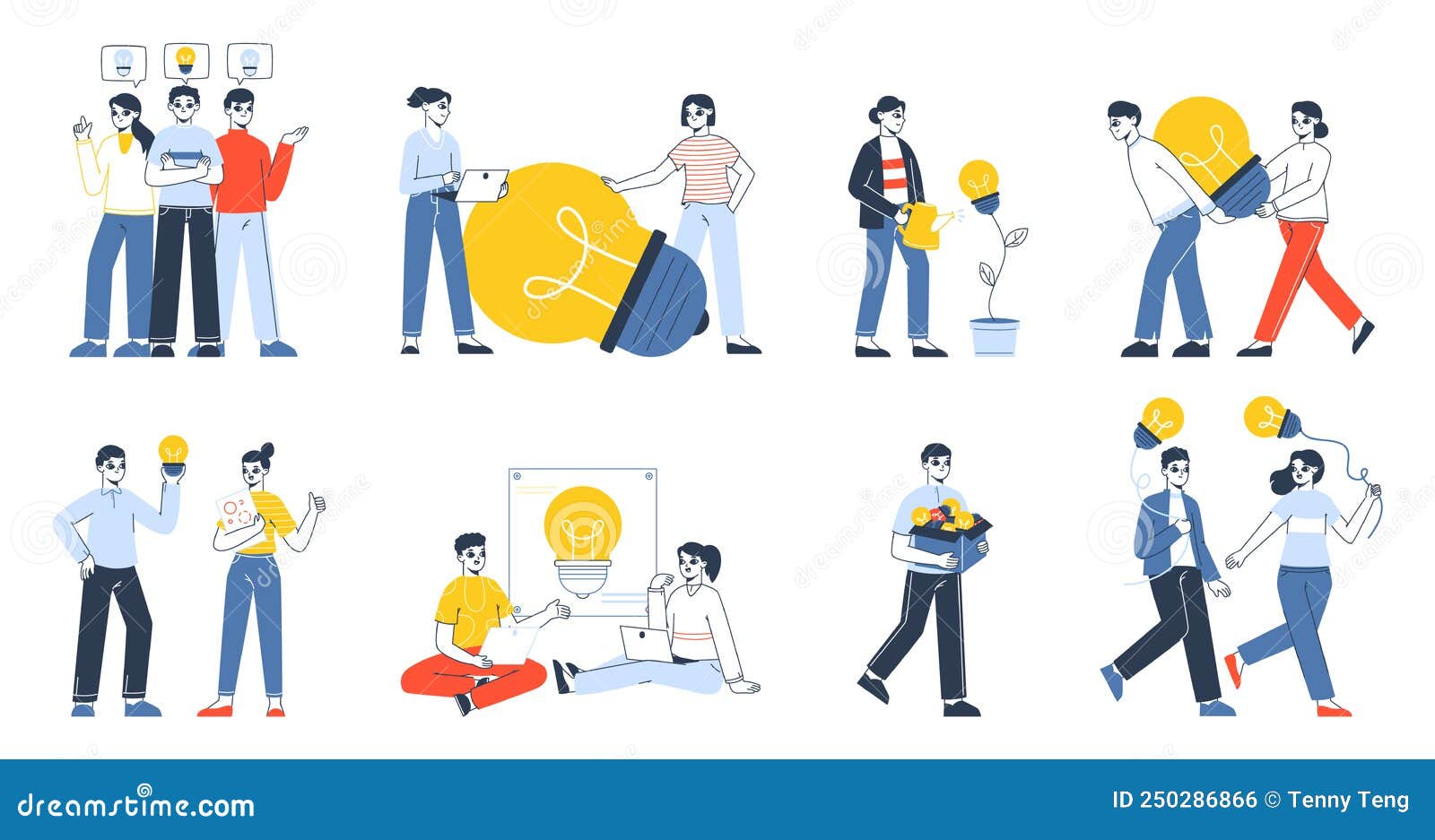 Business Idea Searching, Creative Thinking, Light Bulbs Metaphor ...