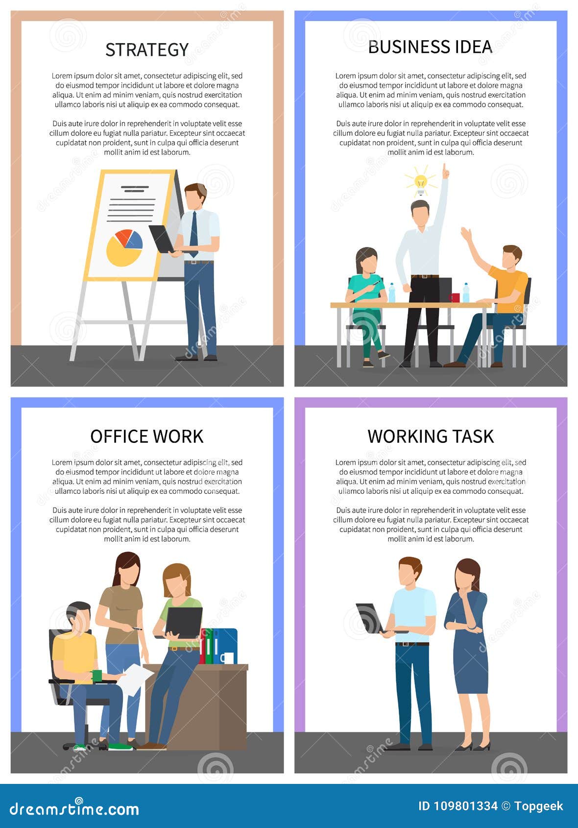 Business Idea Strategy Working Office Task Posters Stock Vector ...