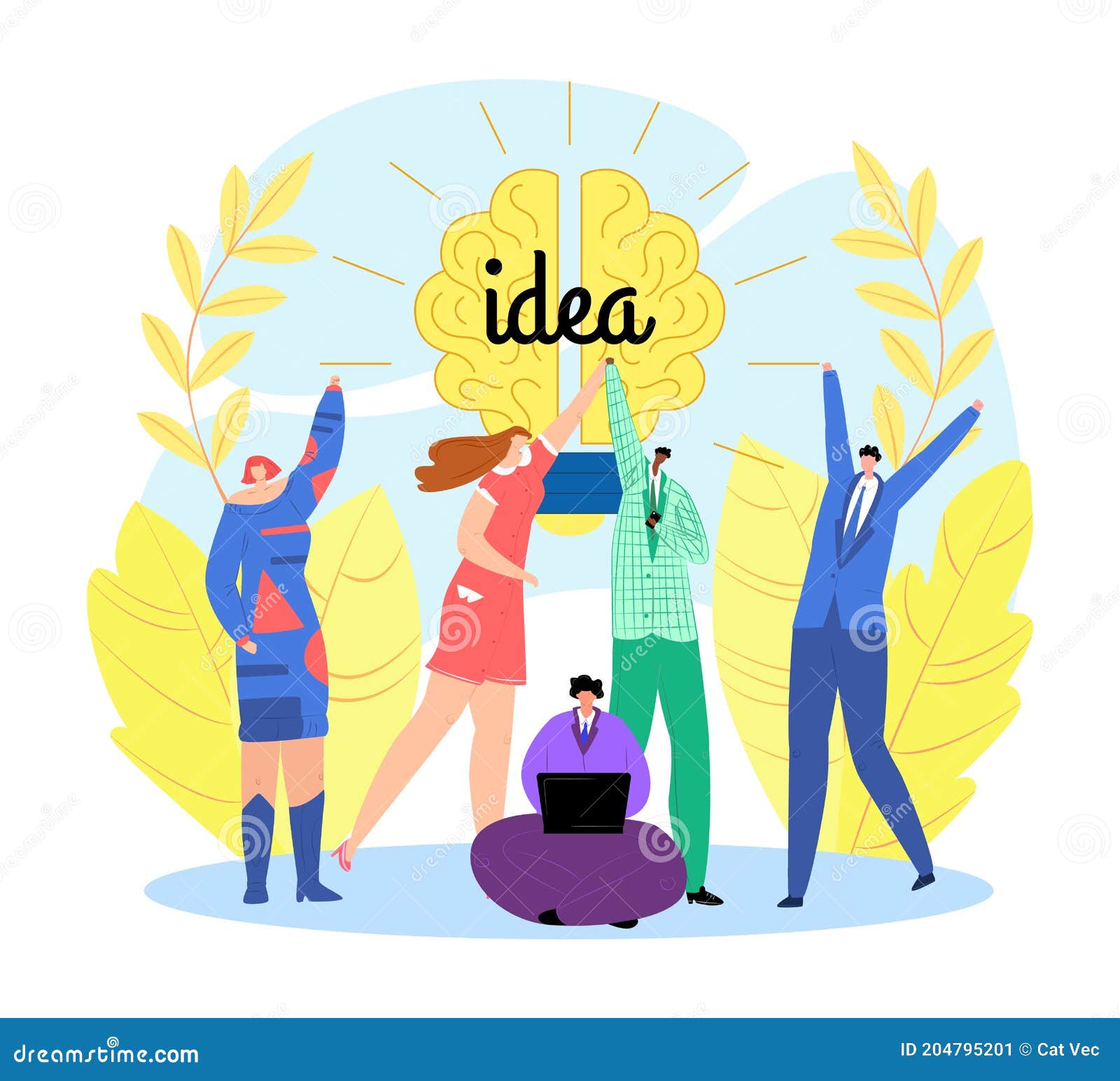 Business Idea from Team People Brain, Vector Illustration. Creativity ...