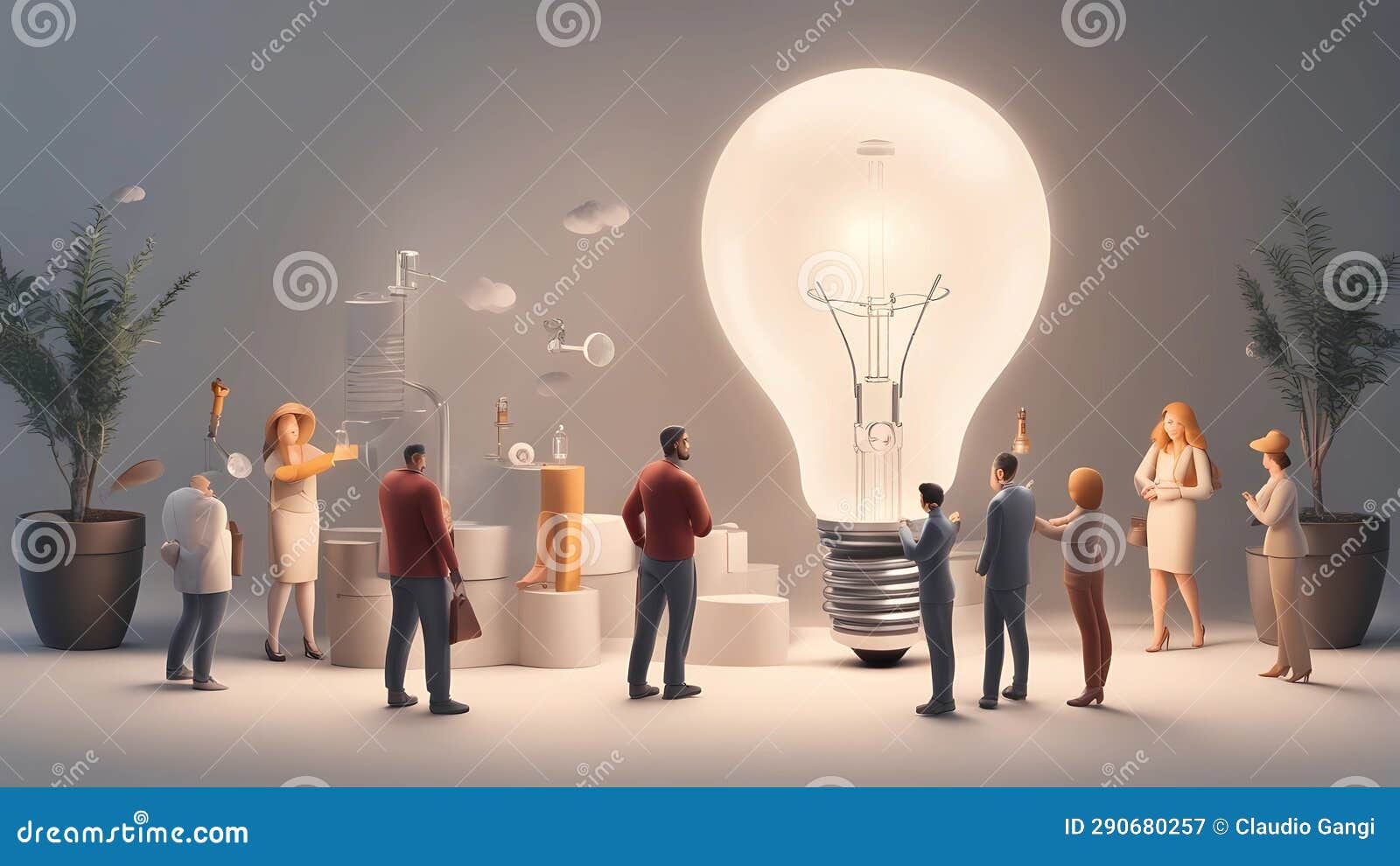 Business Illustration. Small People Characters Develop Creative ...