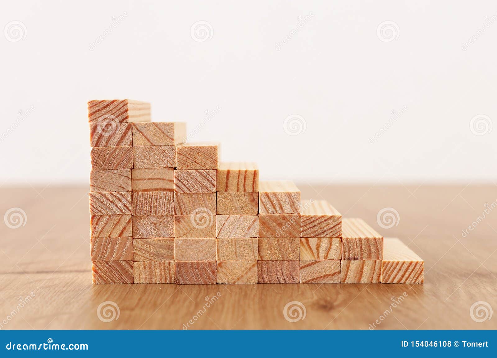 Business Image of Arranging Wood Blocks Stacking As Step Stairs ...