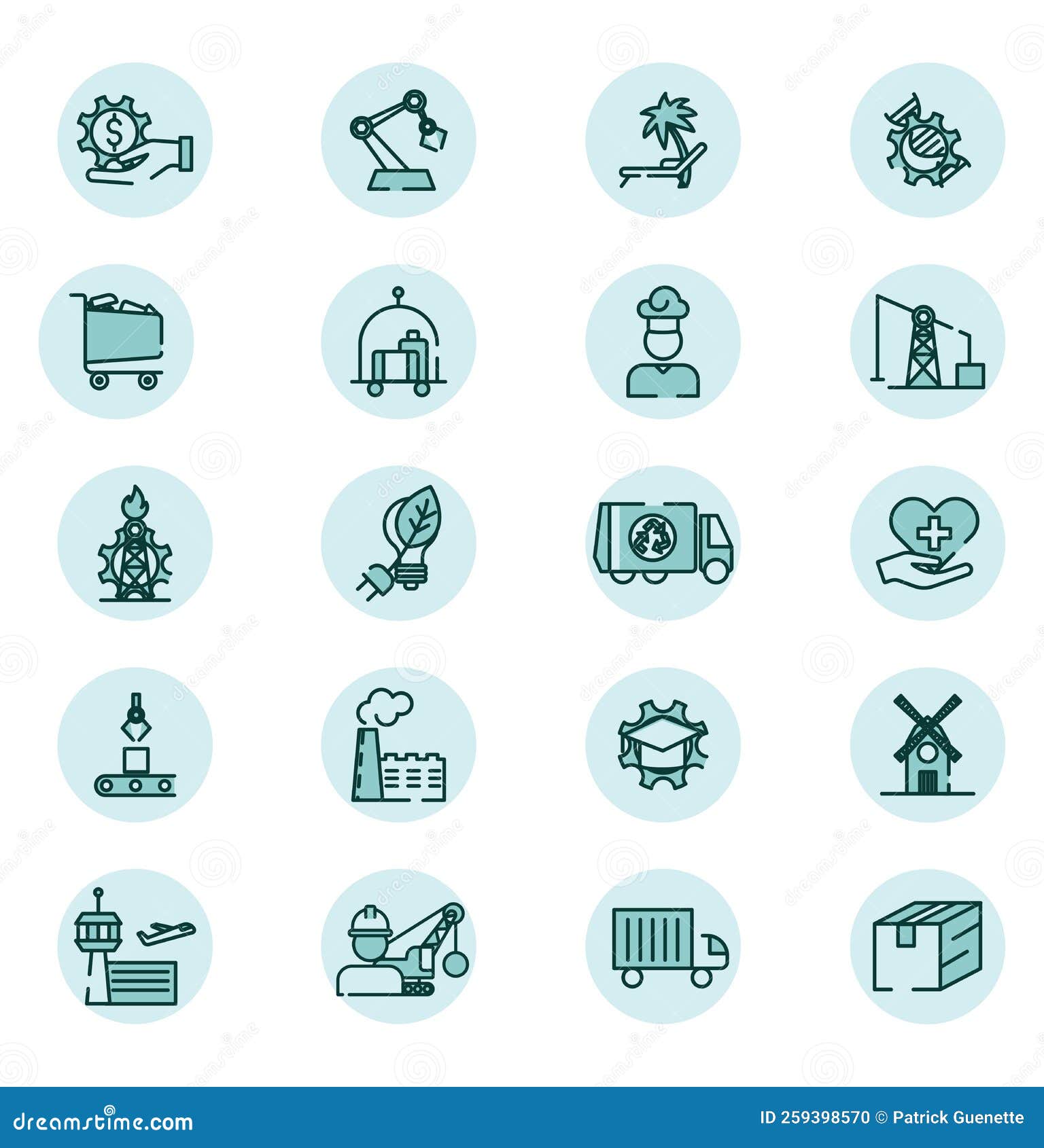 Business industry, icon stock vector. Illustration of drawing - 259398570