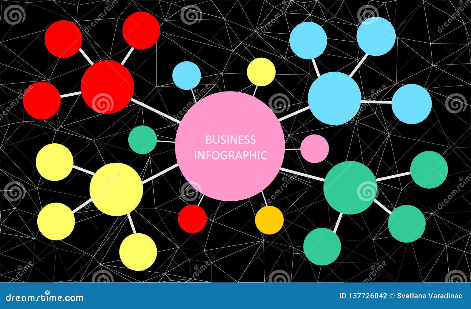 Business Infographic on Background Wireframe Polygonal Abstract Mesh ...