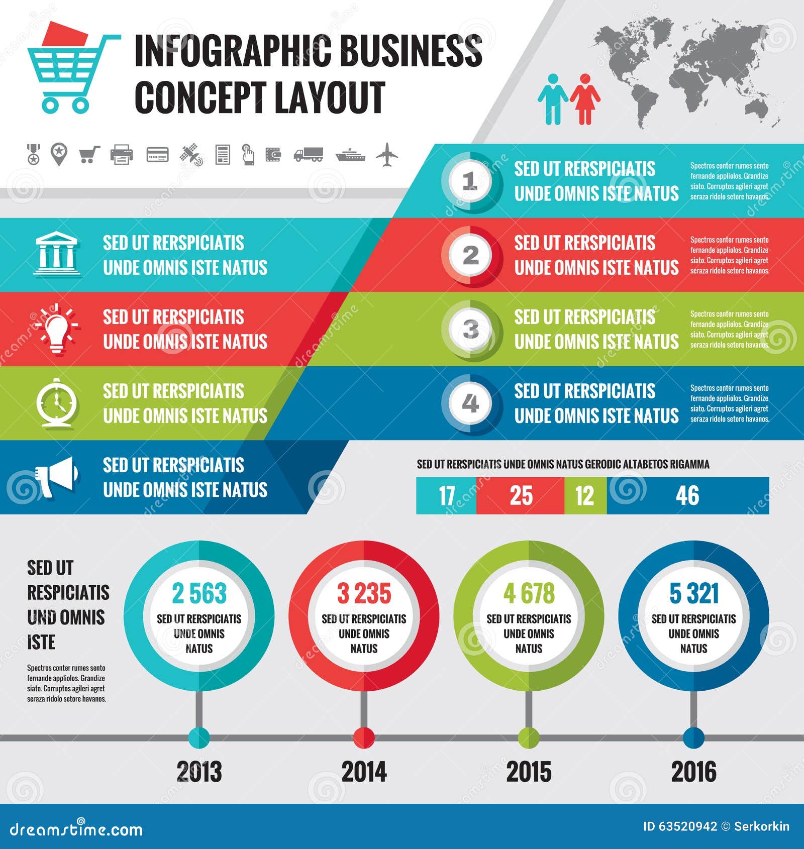 Business Infographic Concept Layout in Flat Design Style for ...