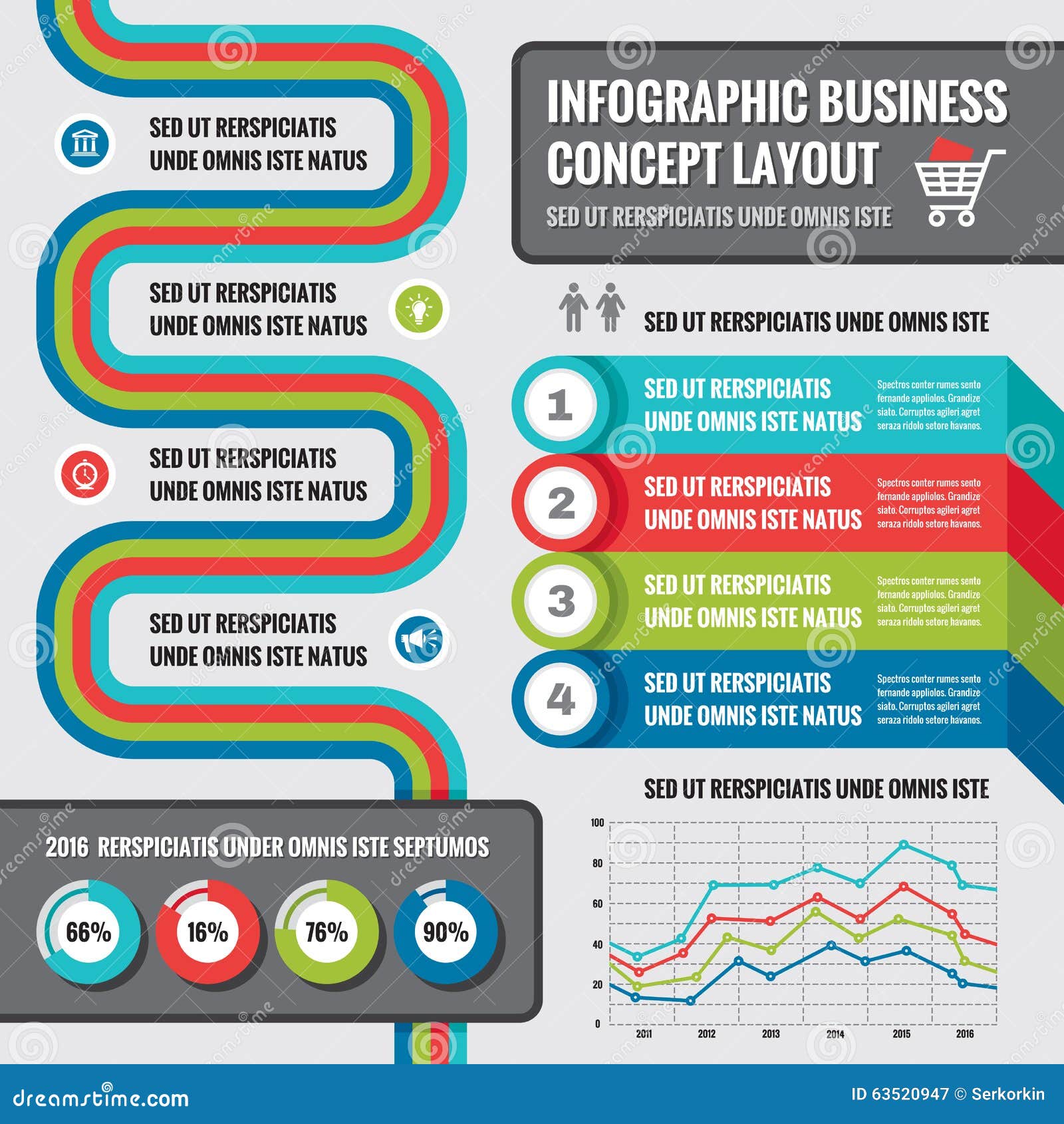 Business Infographic Concept Layout in Flat Design Style for ...