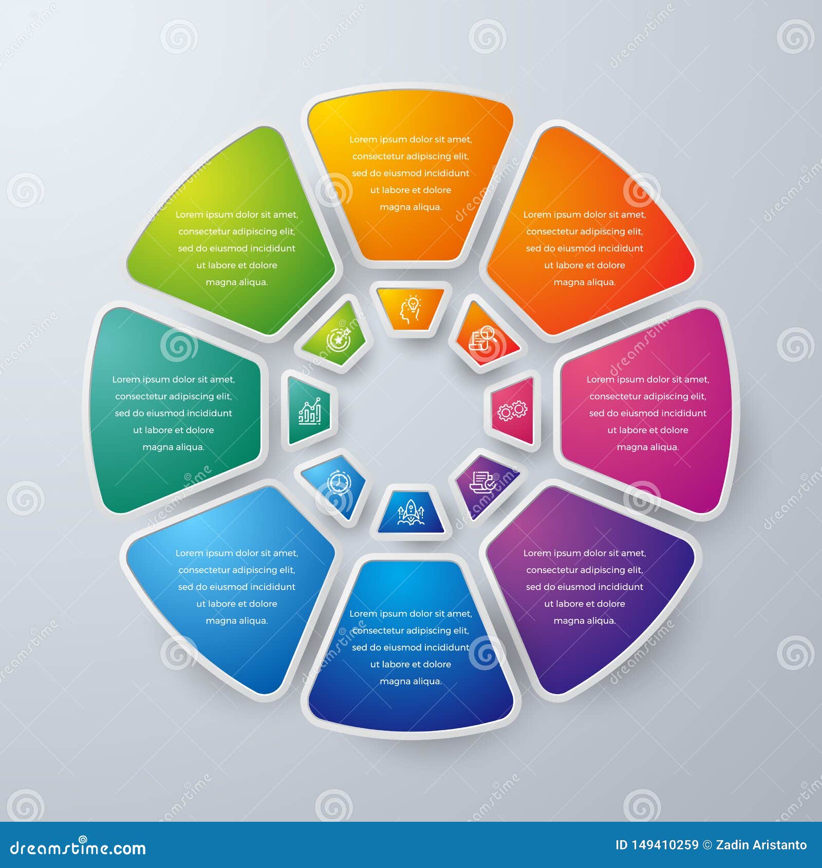 Six Steps Elements Bubble Chart. Infographic Template Cartoon Vector ...