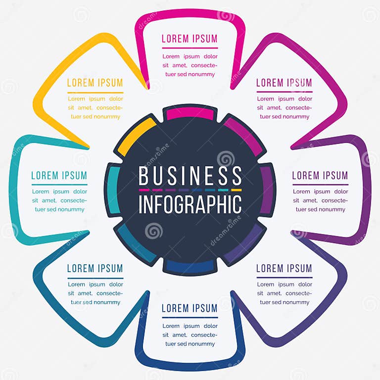 Business Infographic Design 8 Steps, Objects, Elements or Options ...