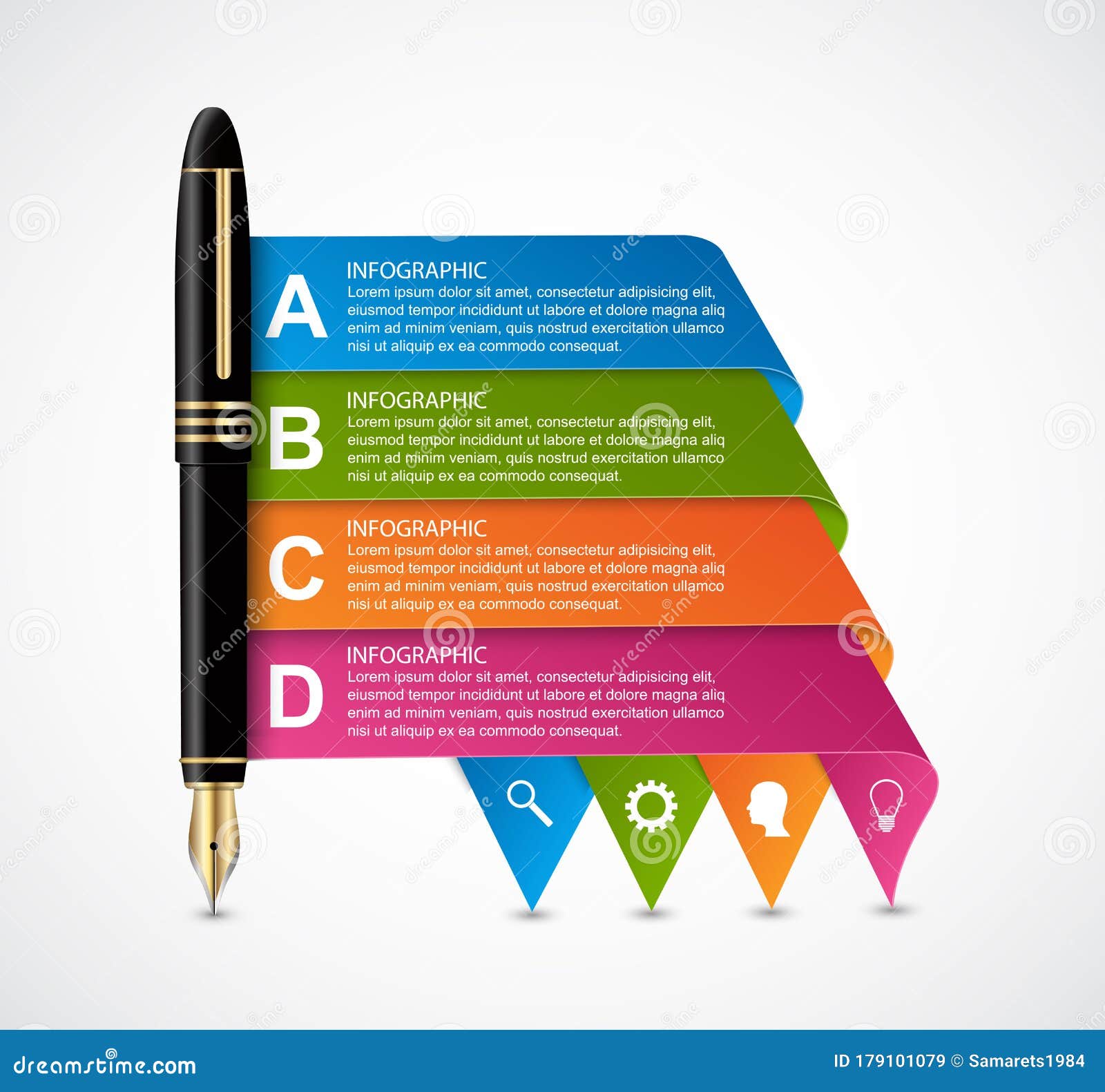 Business Infographic Design Template. Colored Ink Pens Stock Vector ...
