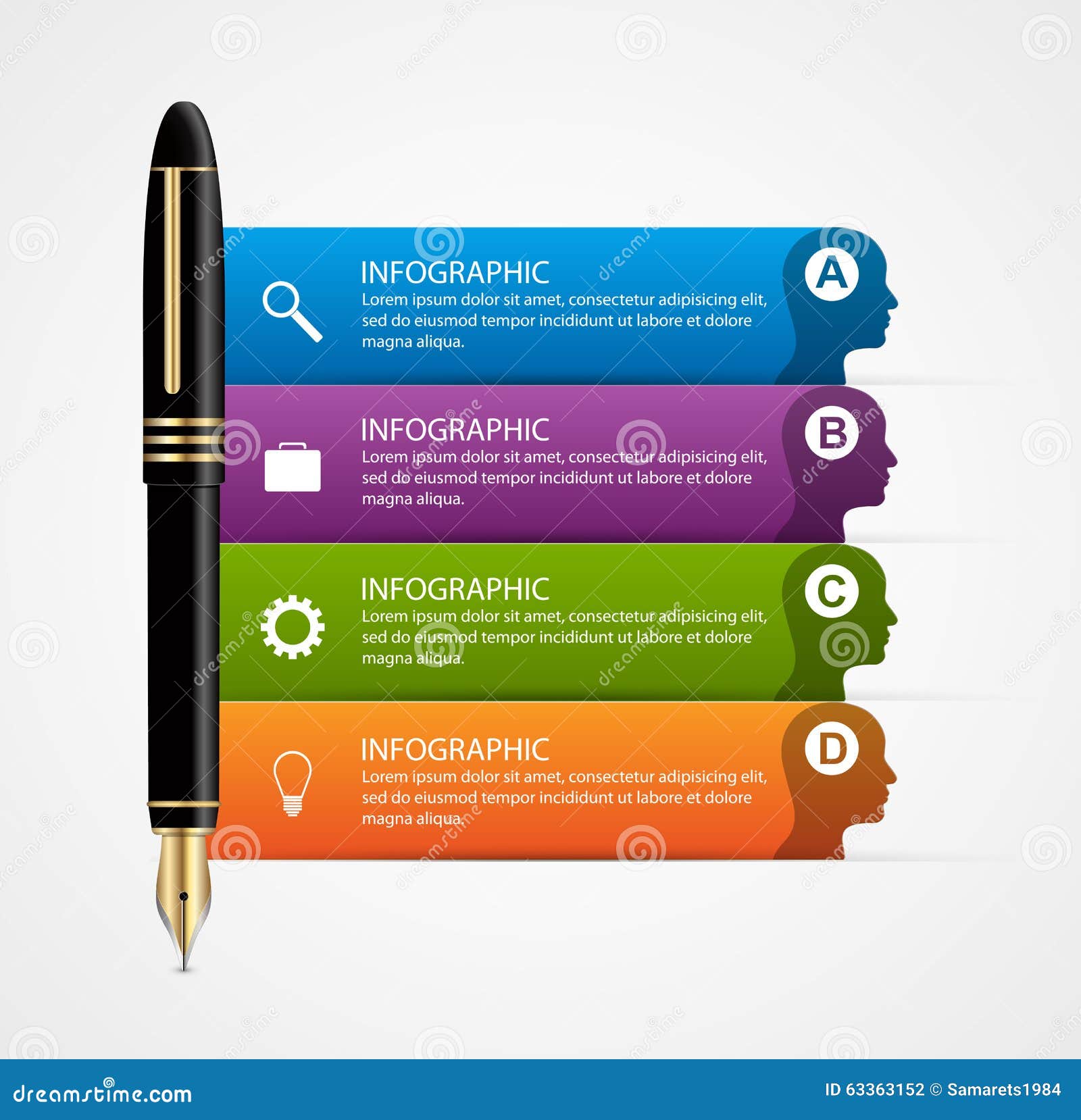 Business Infographic Design Template. Colored Ink Pens Stock ...