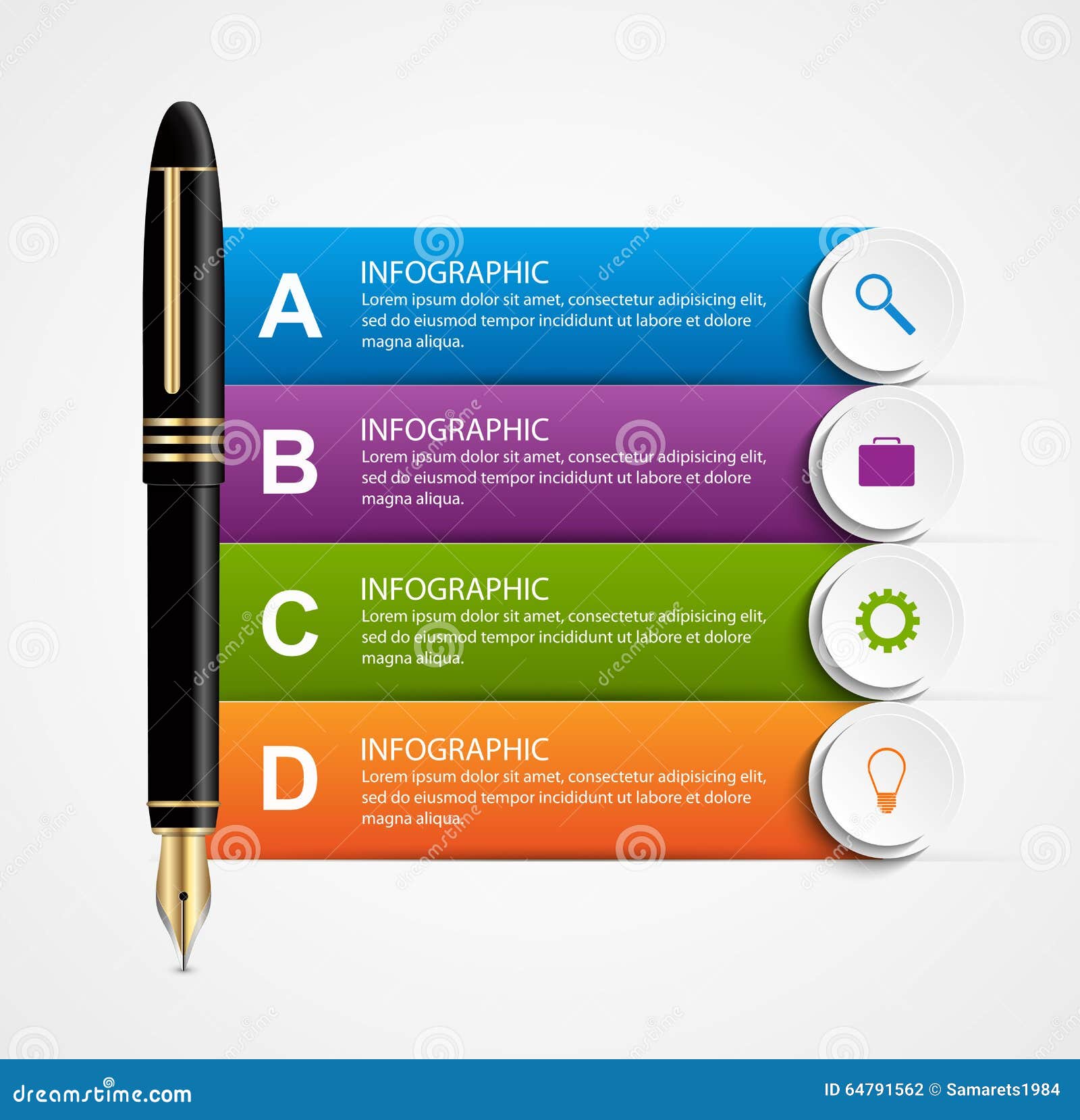 Business Infographic Design Template. Colored Ink Pens Stock Vector ...