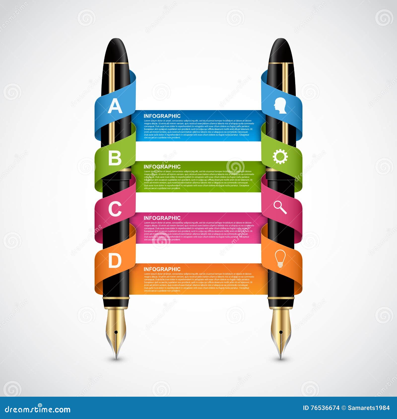 Business Infographic Design Template. Colored Ink Pens Stock Vector ...