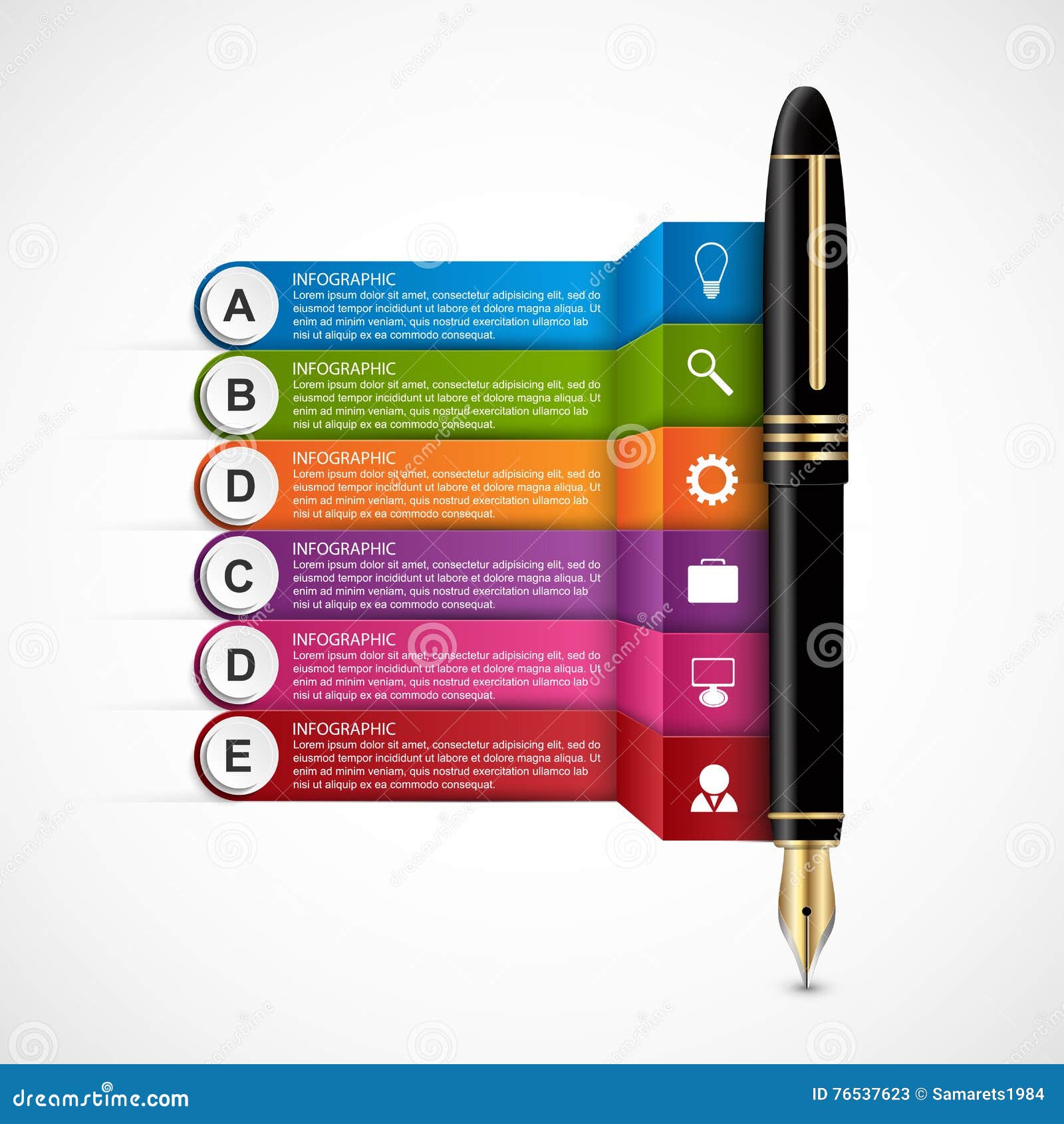 Business Infographic Design Template. Colored Ink Pens Stock Vector ...