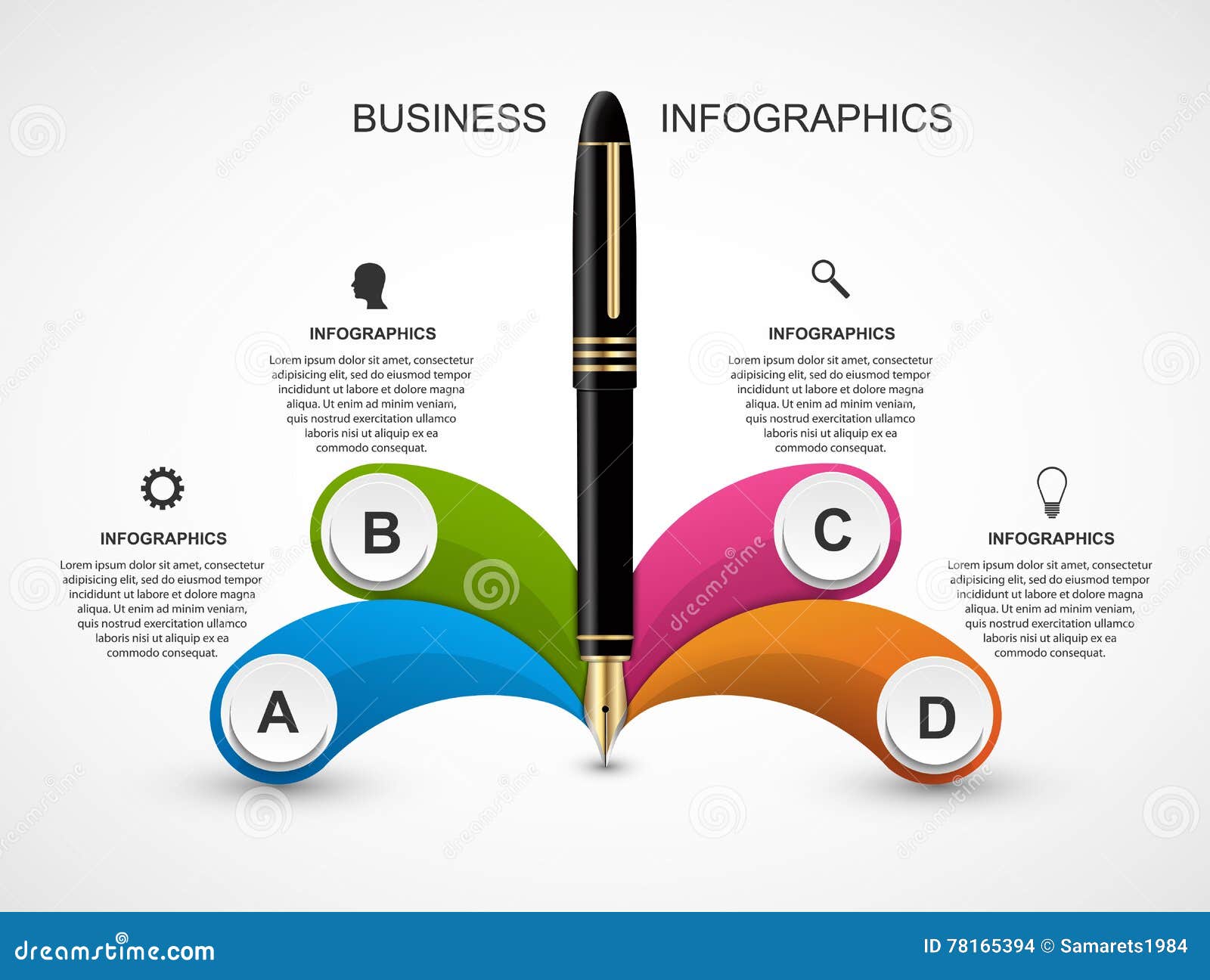 Business Infographic Design Template. Colored Ink Pens Stock Vector ...