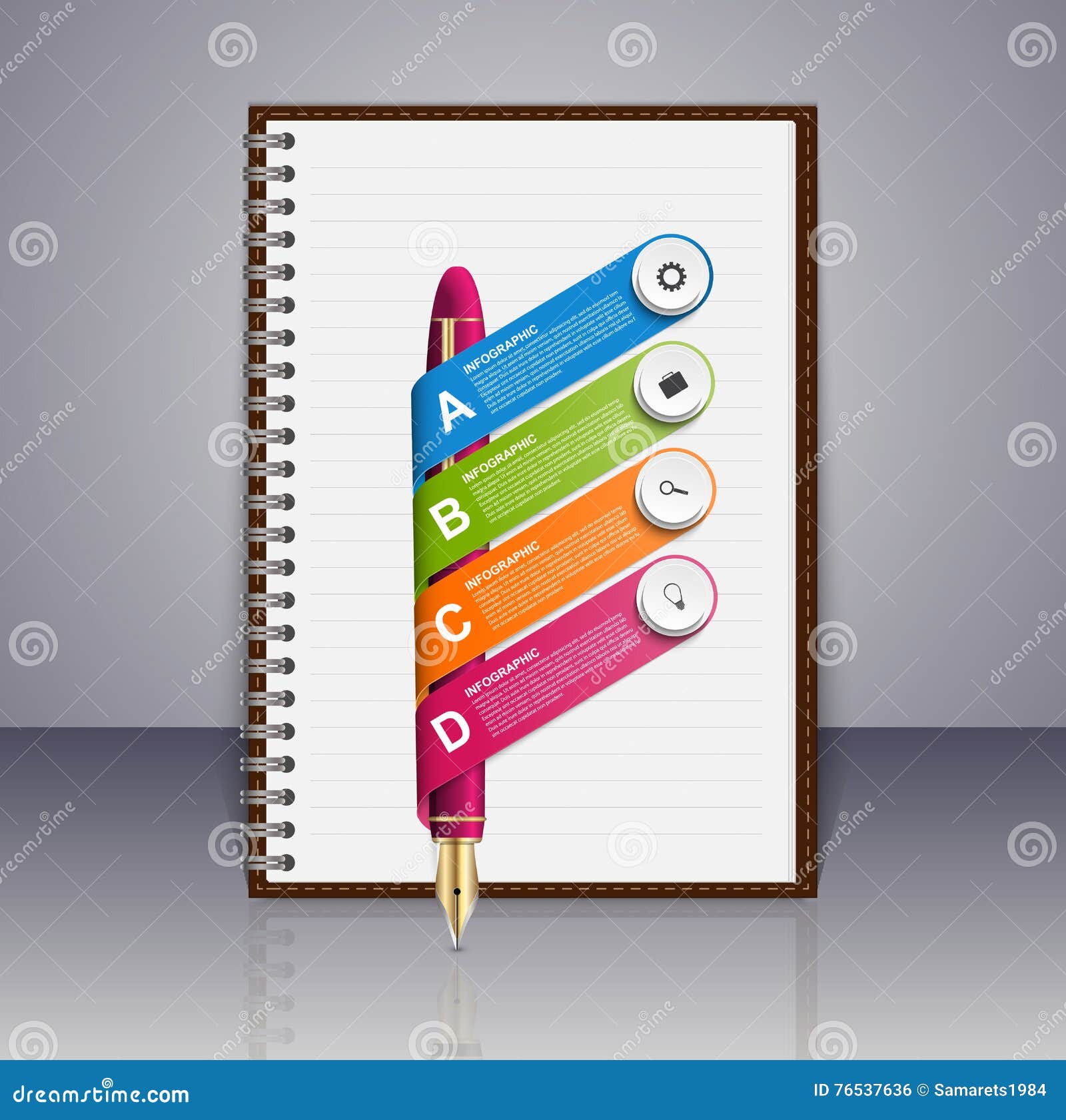 Business Infographic Design Template. Ink Pen and Notepad Stock Vector ...