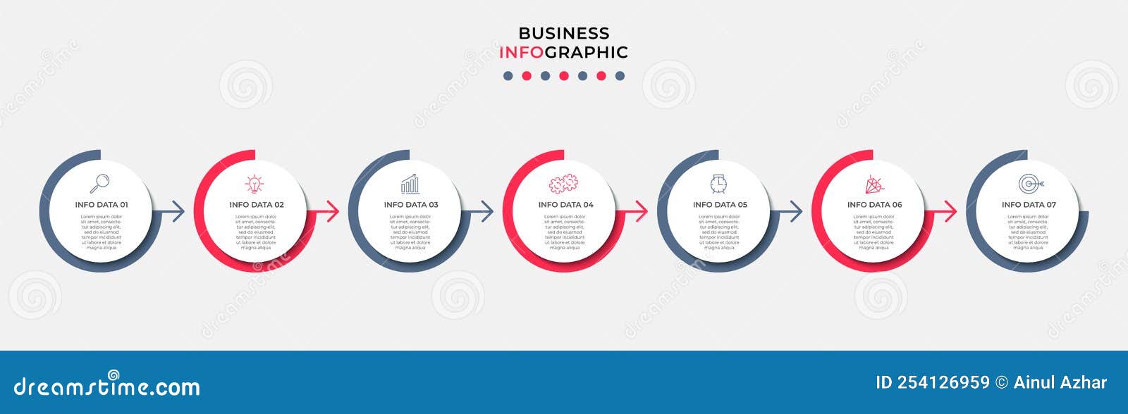 Business Infographic Design Template Vector with Icons and 7 Options or Steps. Can Be Used for ...