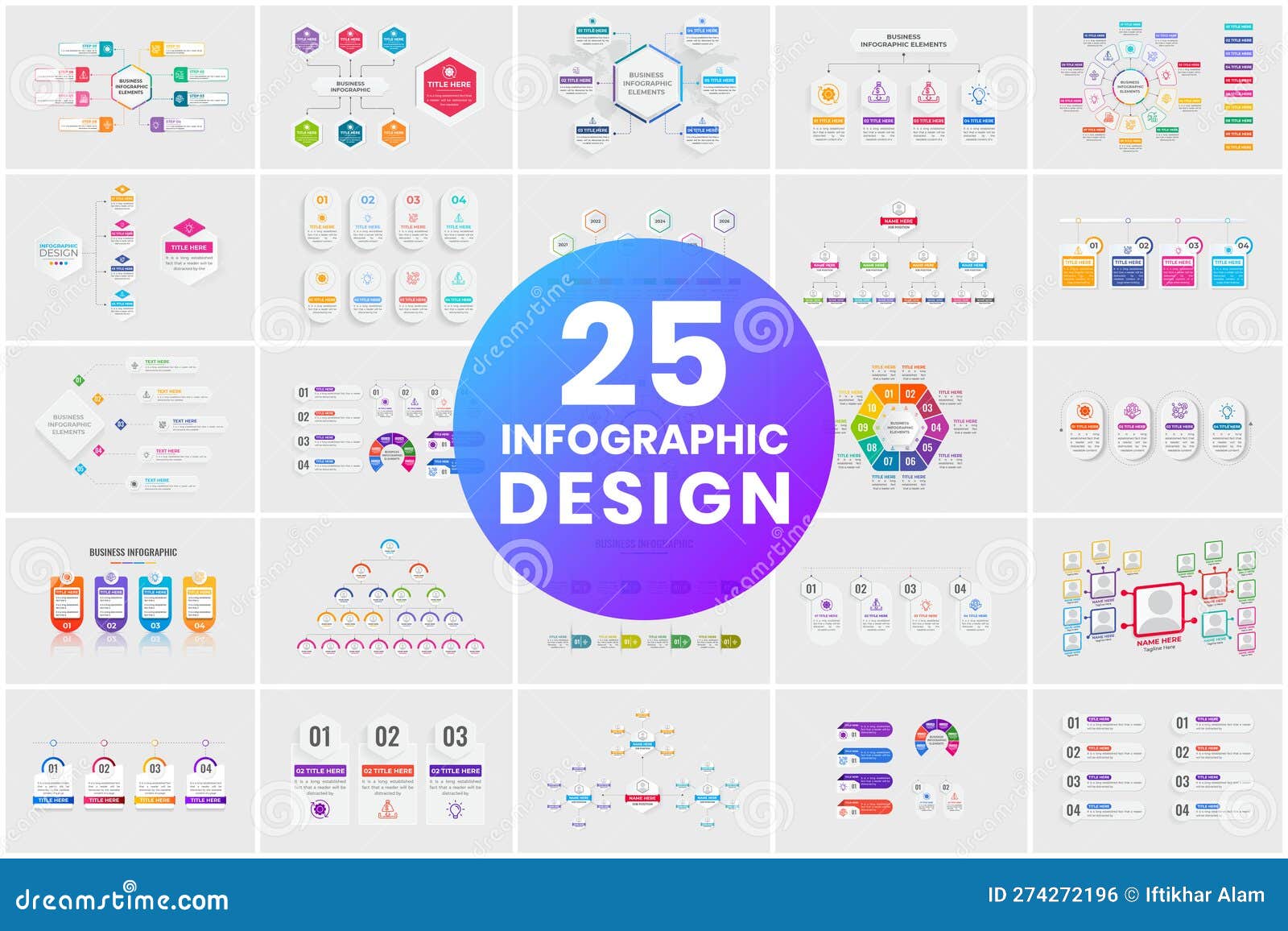 Business Infographic and Diagram Vector Collection with Colorful Shapes ...