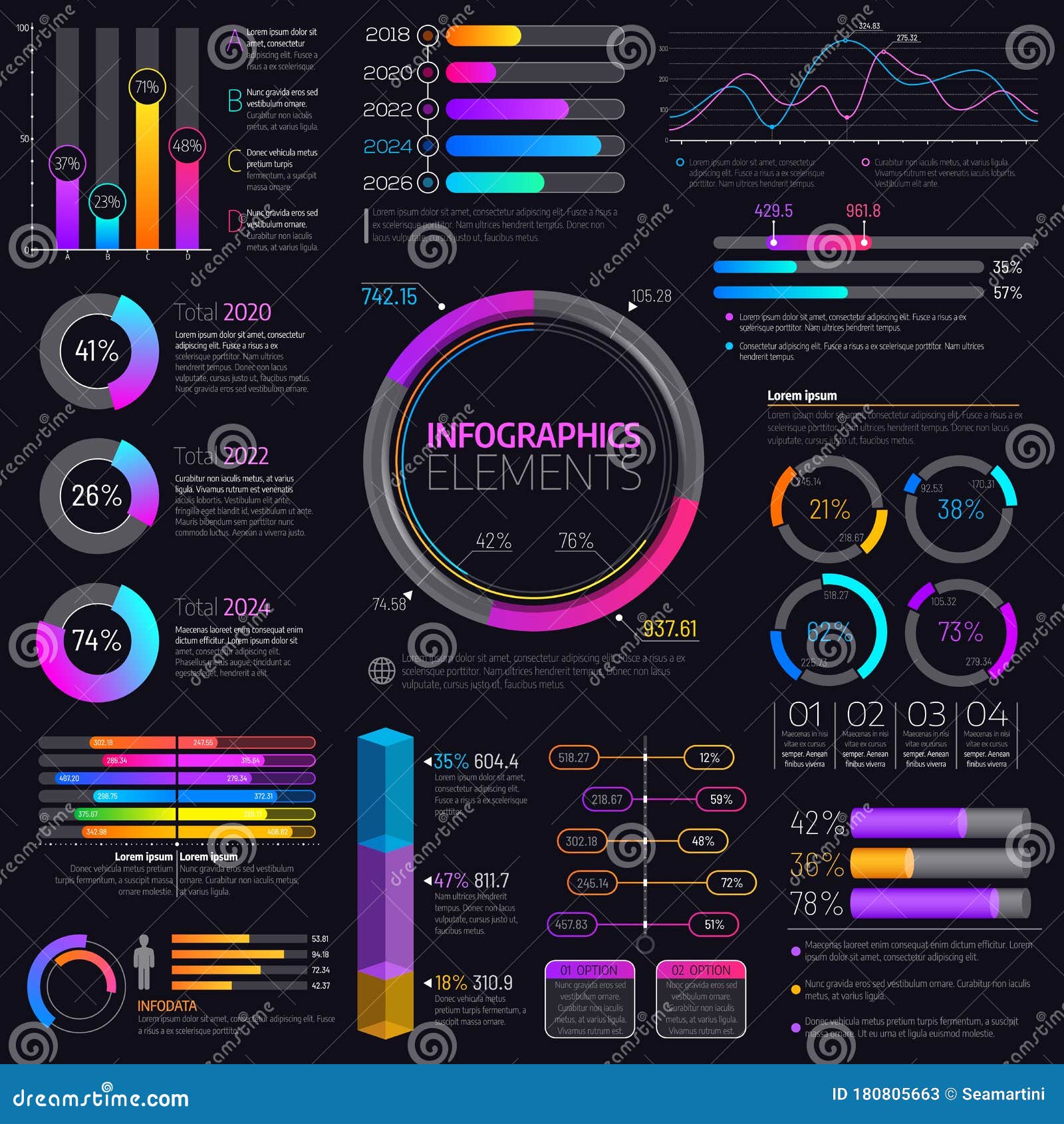 Business Infographic Elements, Vector Info Charts Stock Vector ...