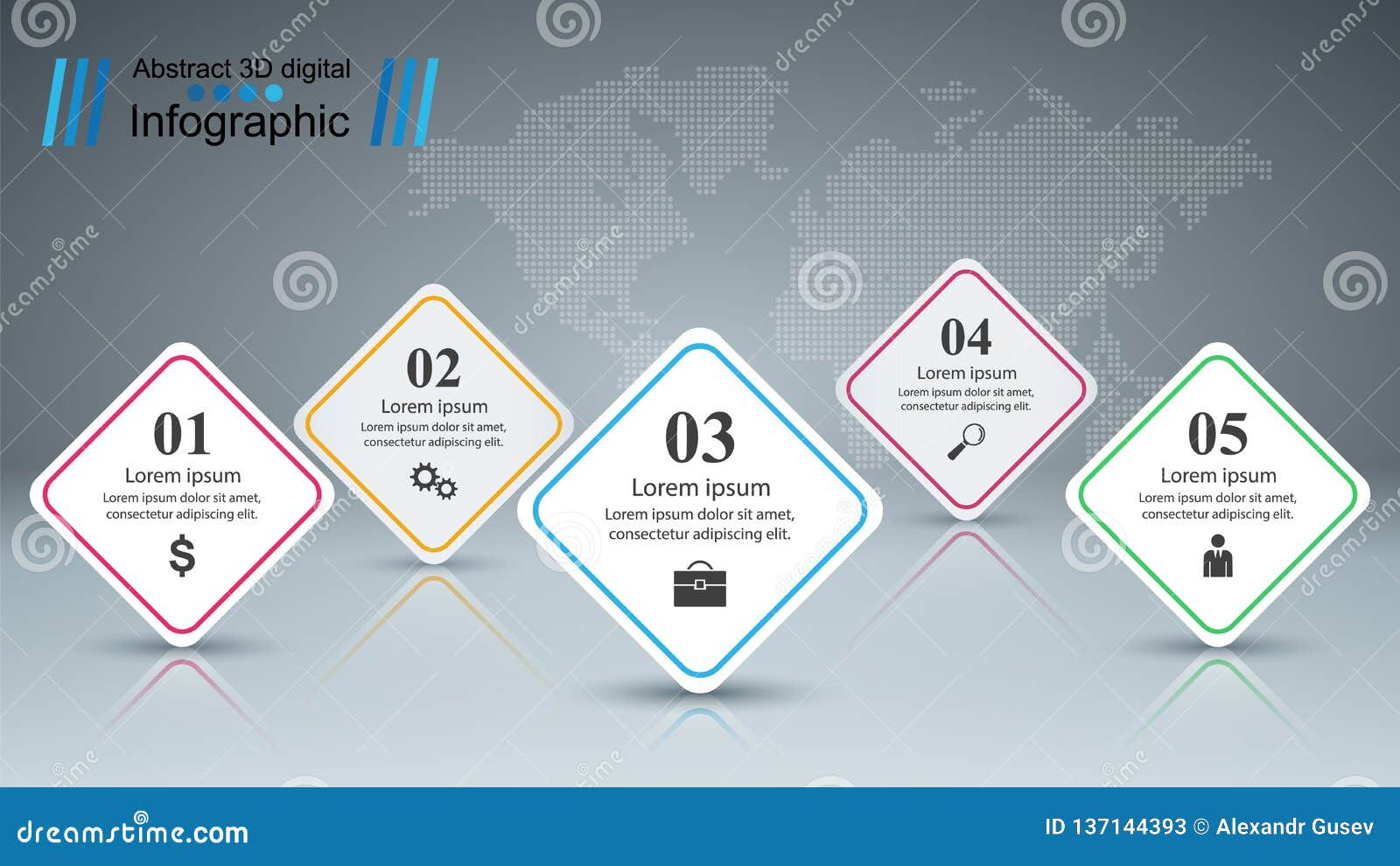 Business Infographic. Five Paper Items Stock Vector - Illustration of ...