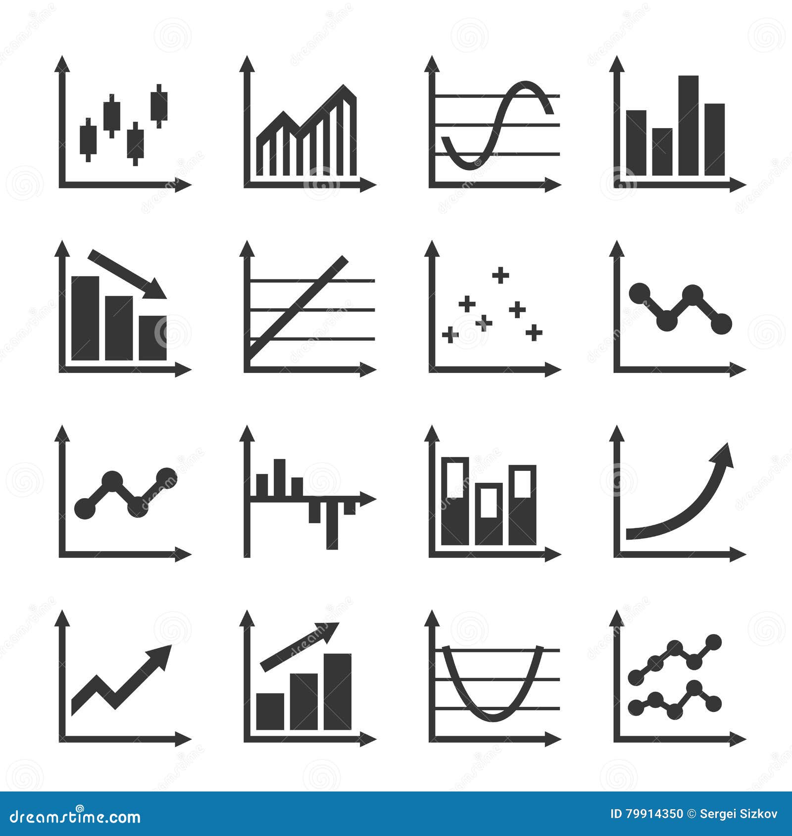 Set Of Graph Icons - Diagrams And Charts - Rainbow Colors Vector ...