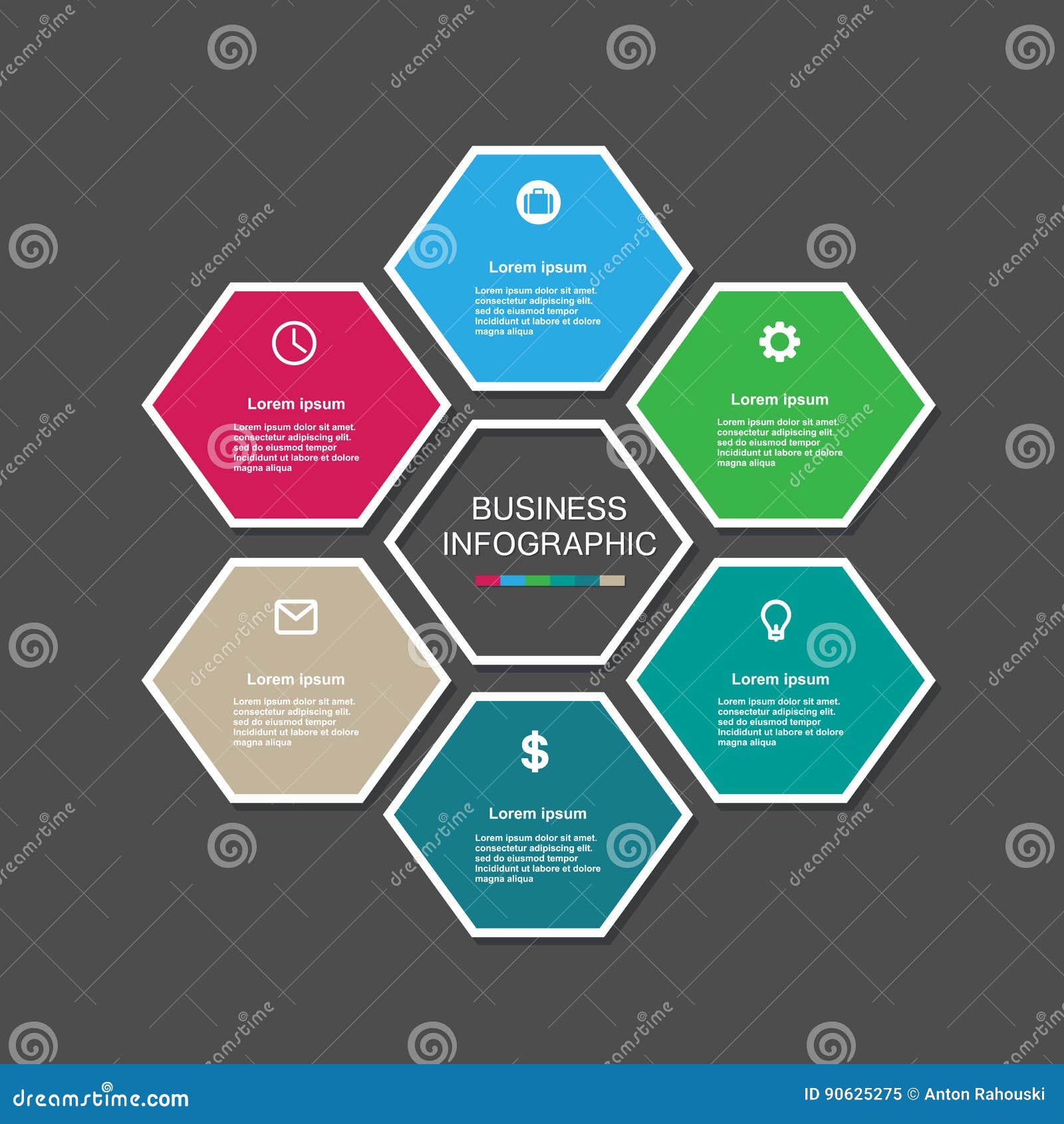 Business Infographic Hexagon in Flat Design. Layout for Your Options or ...