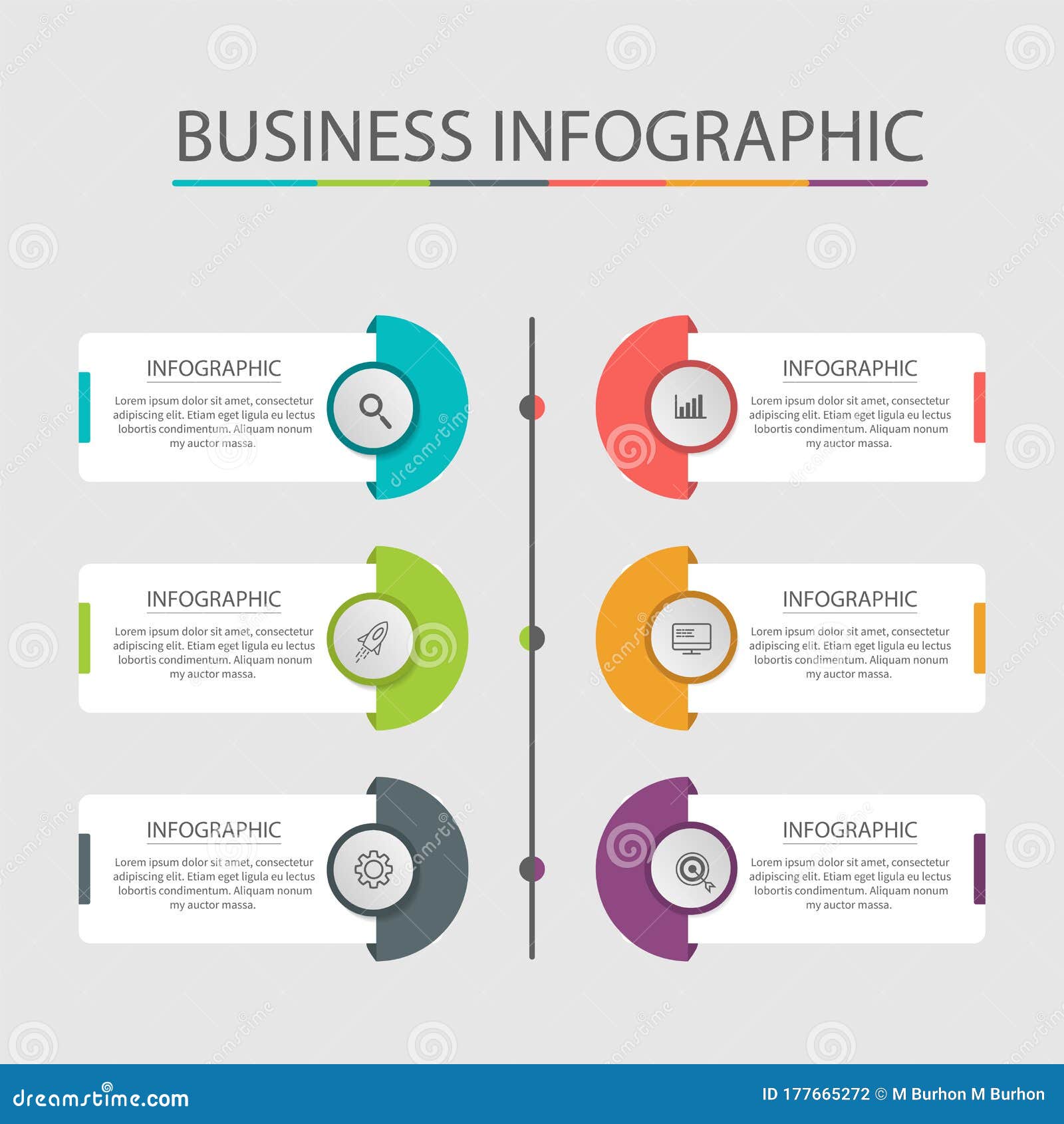 Business Infographic with 6 Options Stock Vector - Illustration of ...