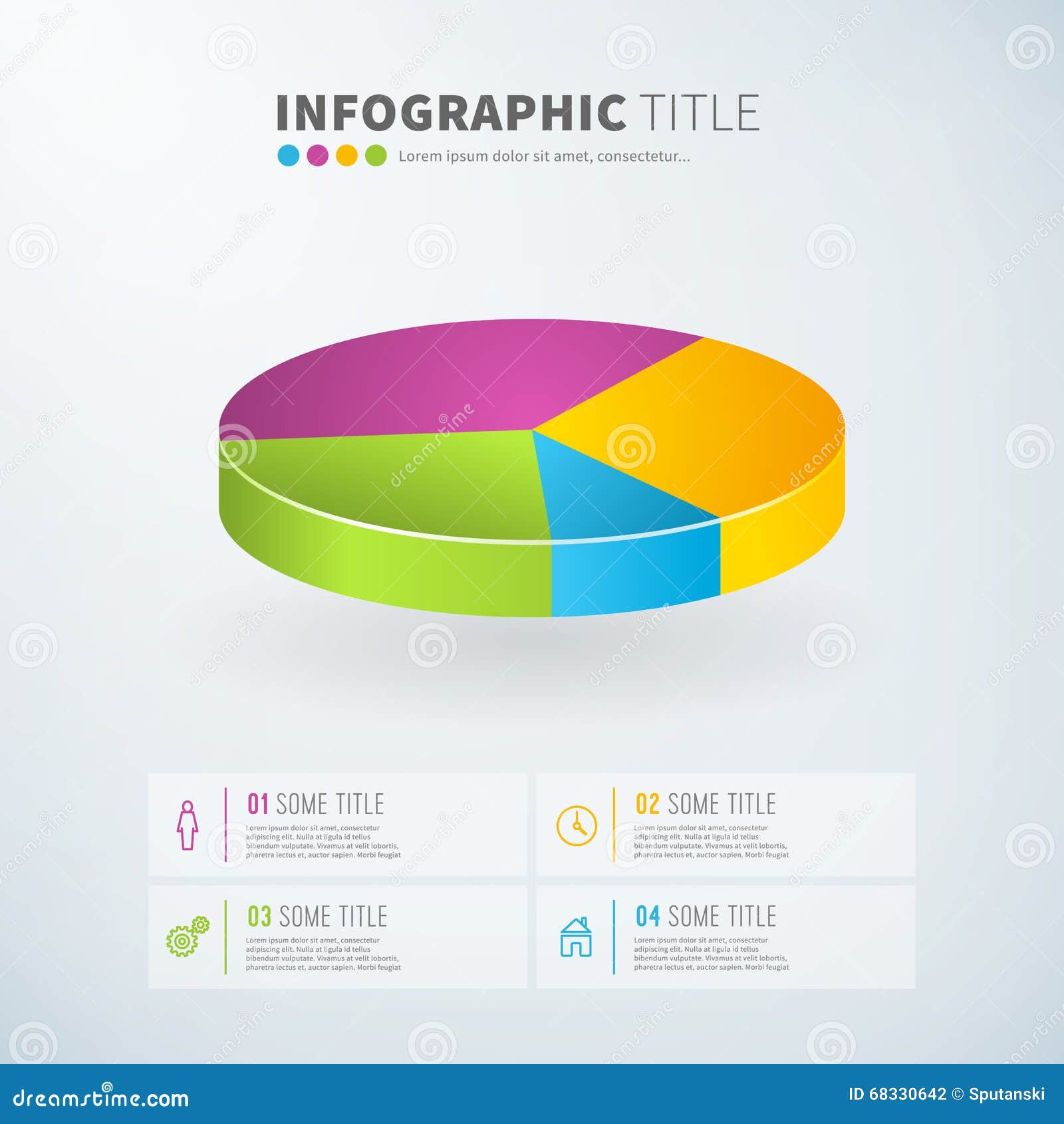 Business Infographic Pie Chart Statistics with Icons Stock Vector ...