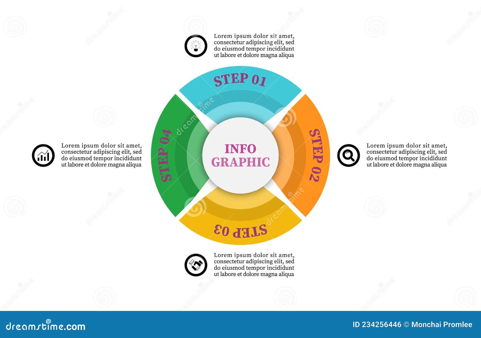 Business Infographic Presentation Four Element. Process Chart Vector ...