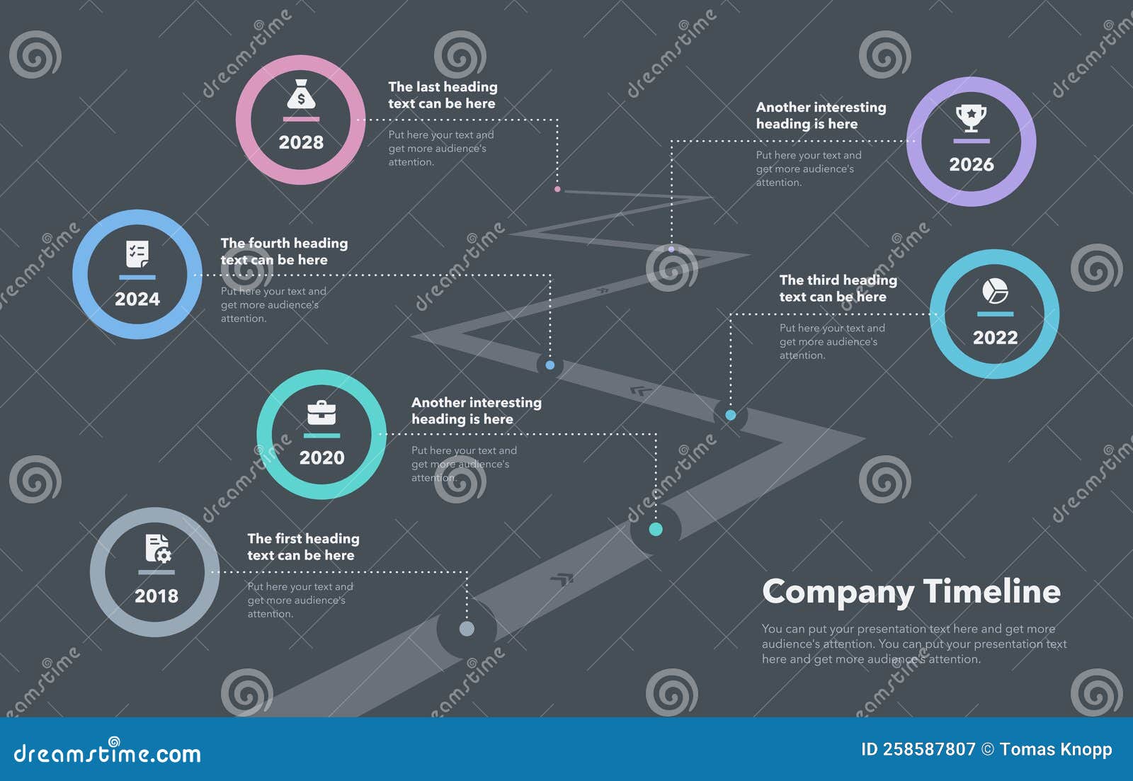 Business Infographic for a Road Map Timeline - Dark Version Stock ...