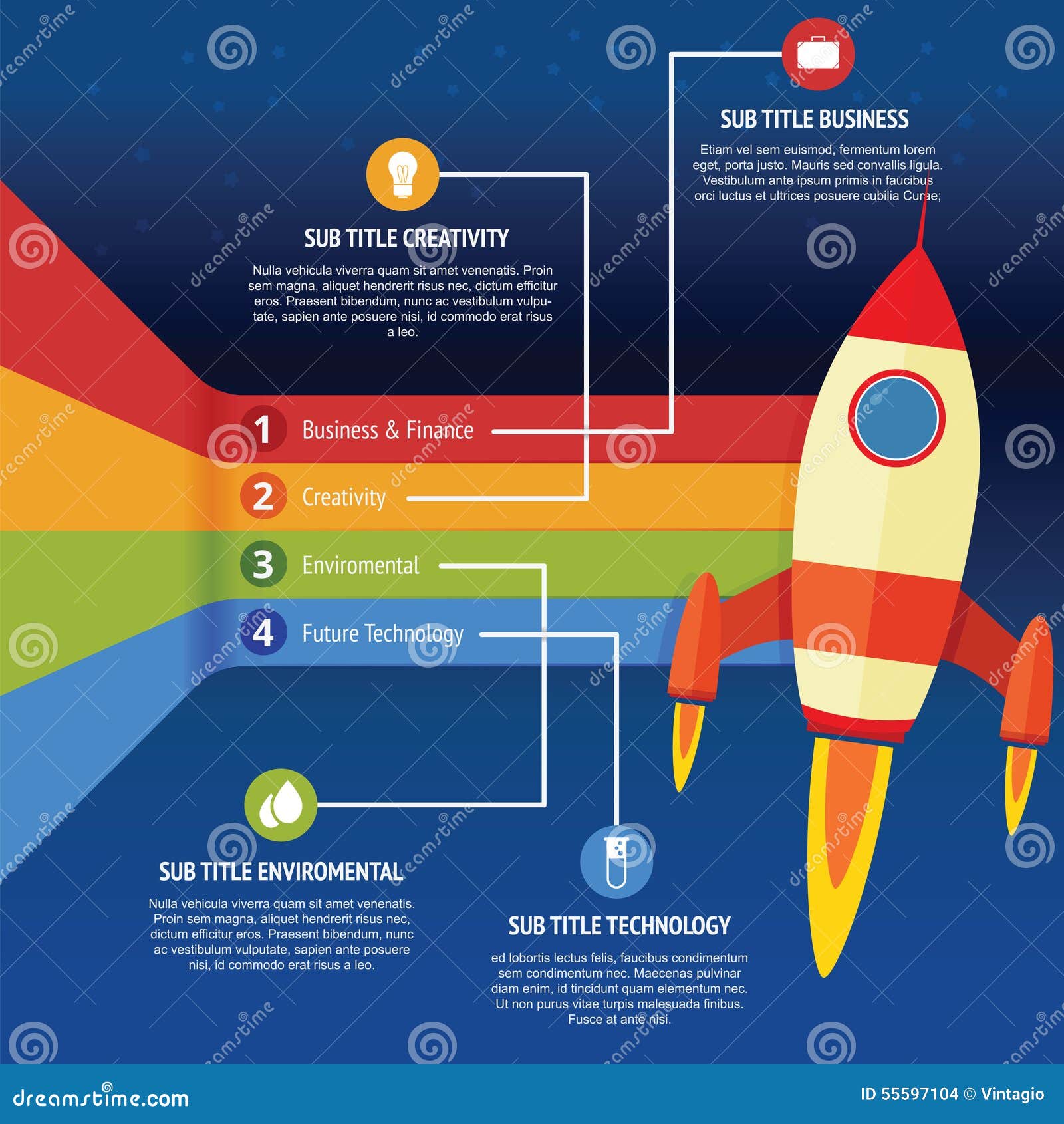 Business Infographic Rocket Stock Vector - Illustration of blue ...