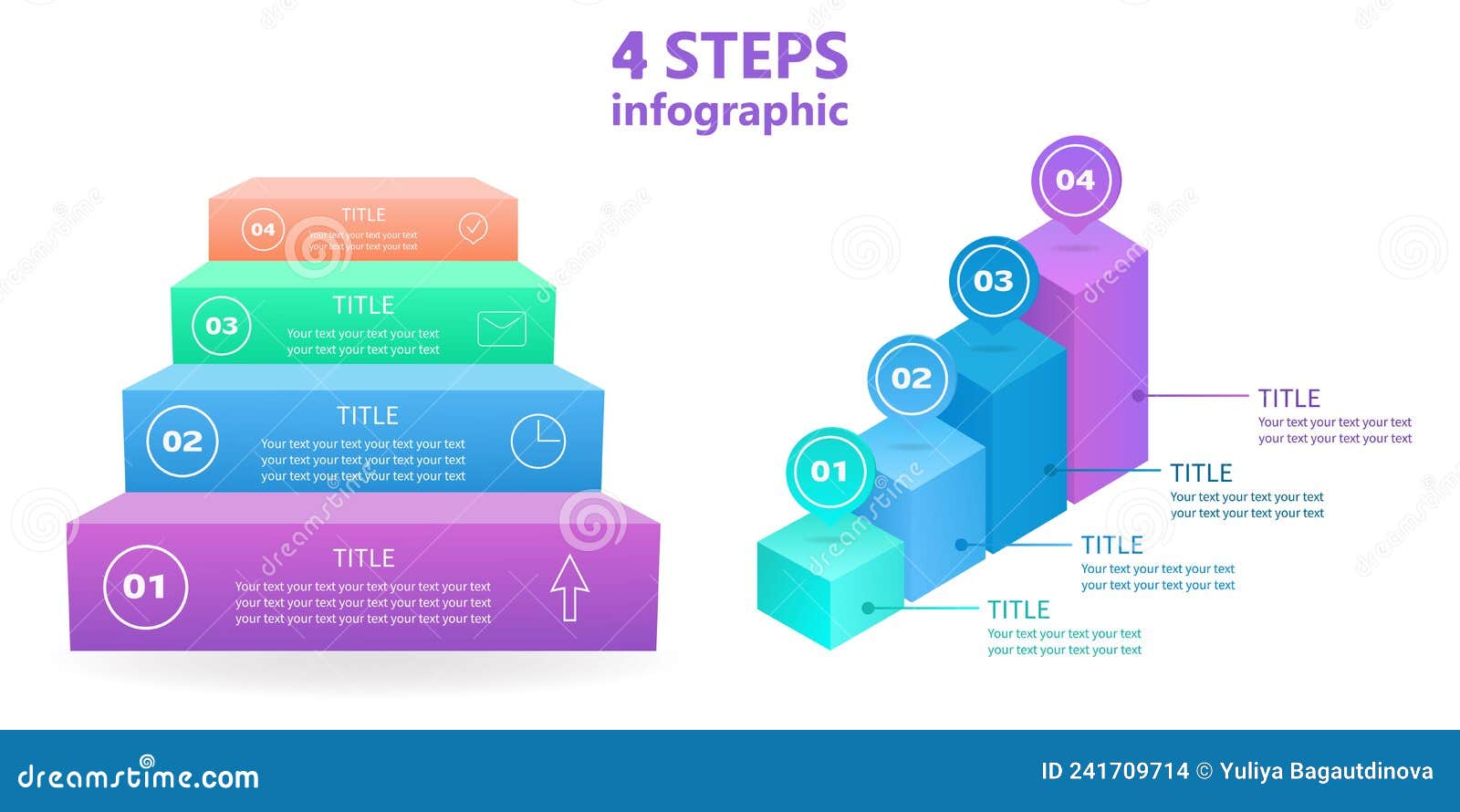 Business Infographics Set. Ladders from 4 Stages. 3 D Stock Vector ...