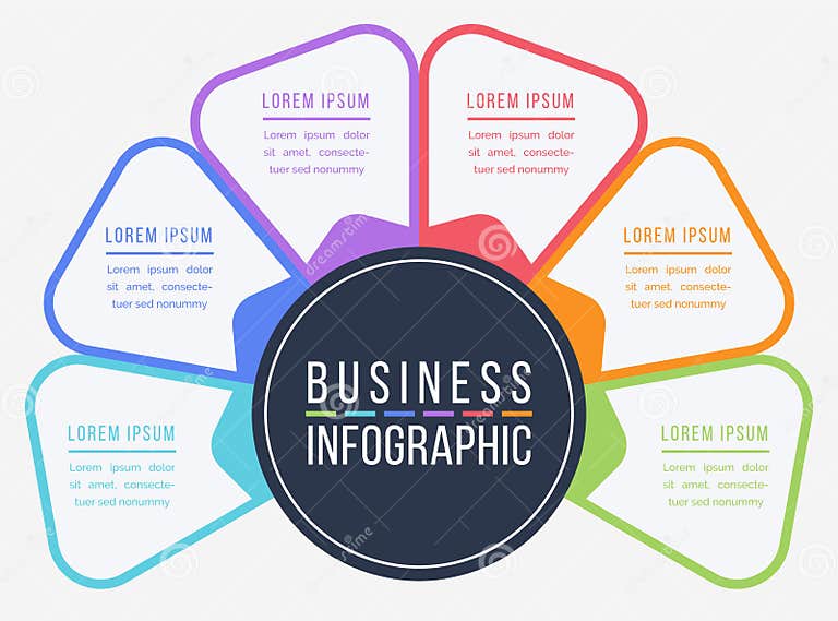 Business Infographic 6 Steps, Objects, Elements or Options Infographics ...