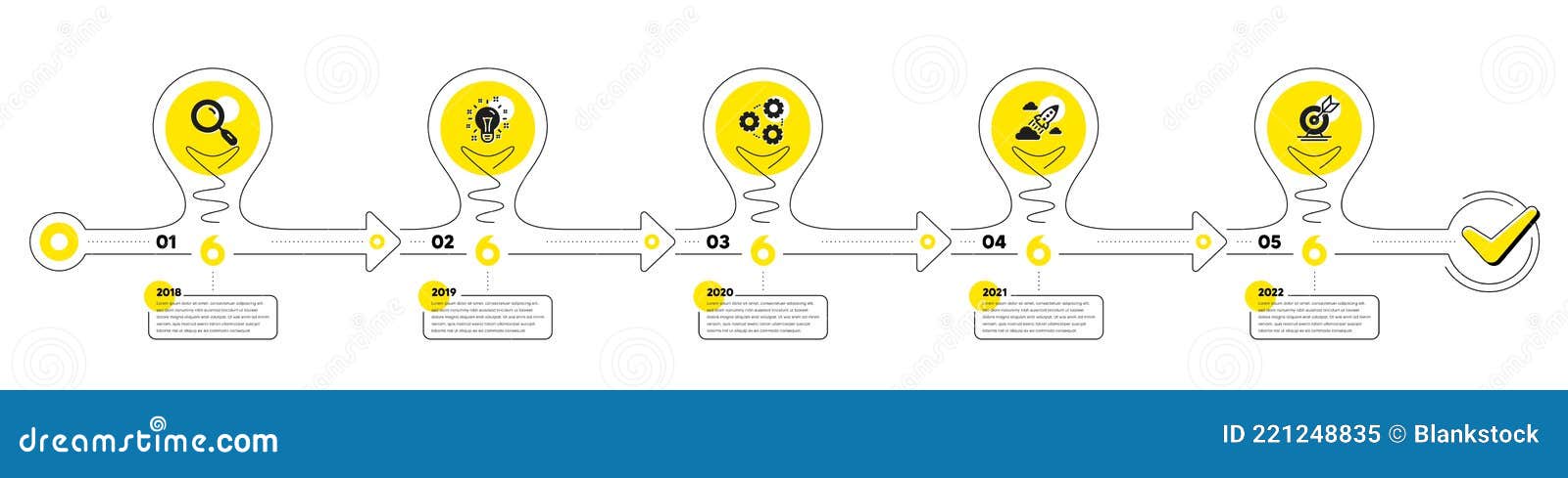 Business Infographic 5 Steps Timeline. Workflow Process with Research ...